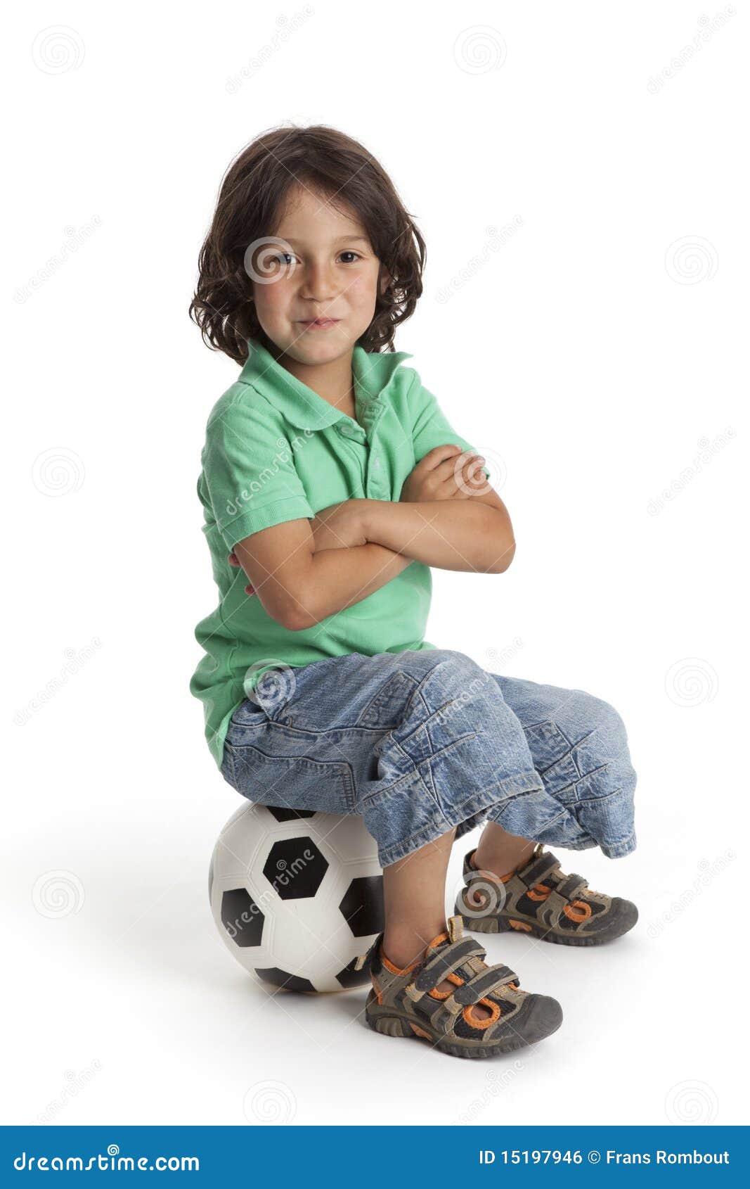 Cool Little Boy Sitting On A Soccer Ball Royalty Free Stock Image ...