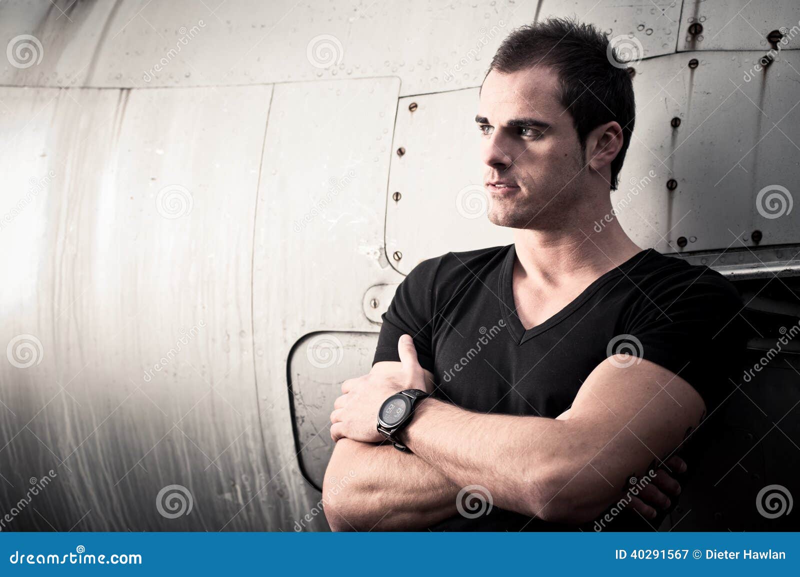 Cool Man with Fighter Jet stock image. Image of color - 40291567