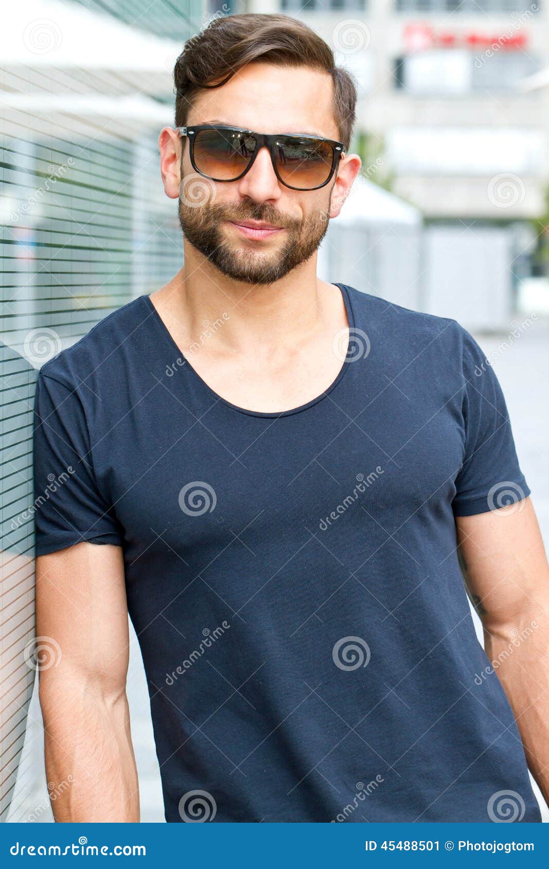 Cool Man with Sunglasses in the City Stock Image - Image of light ...