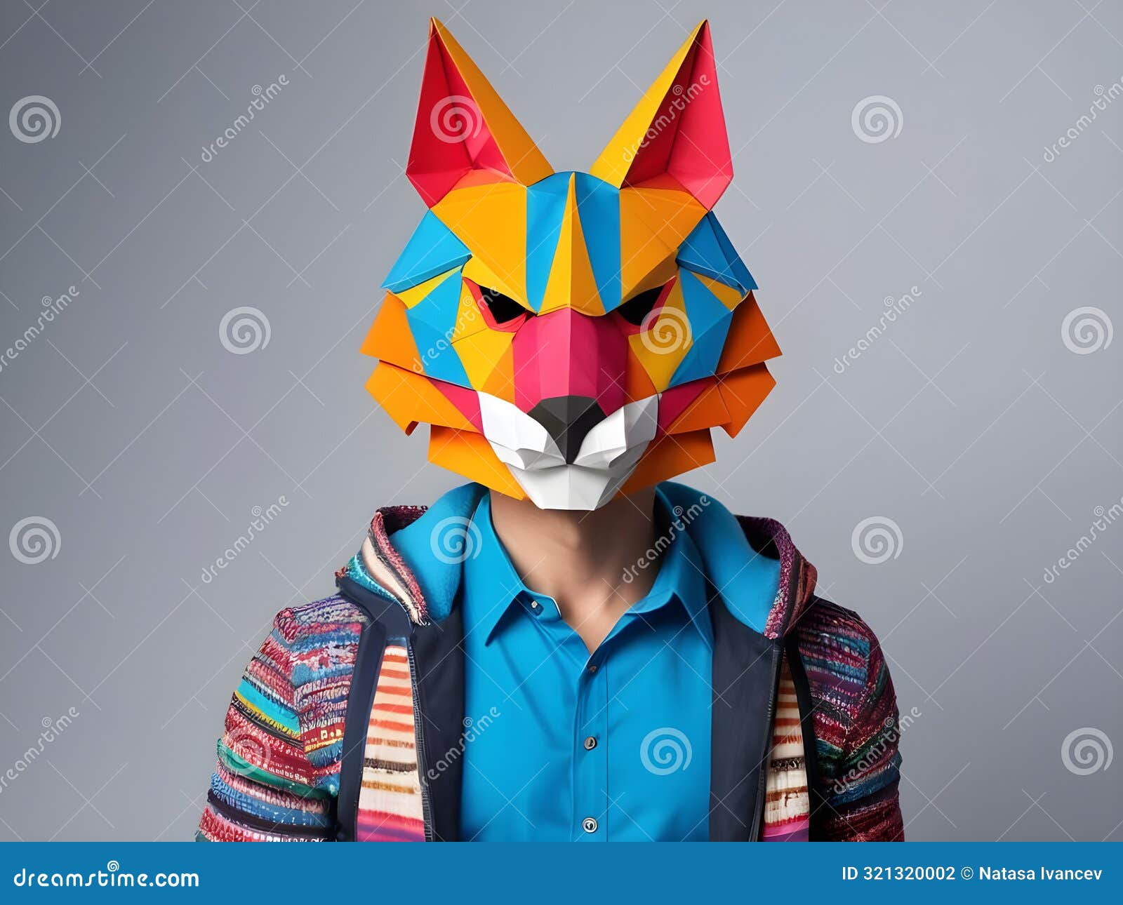 Cool Man Wearing 3d Origami Poly Mask Stock Illustration - Illustration ...