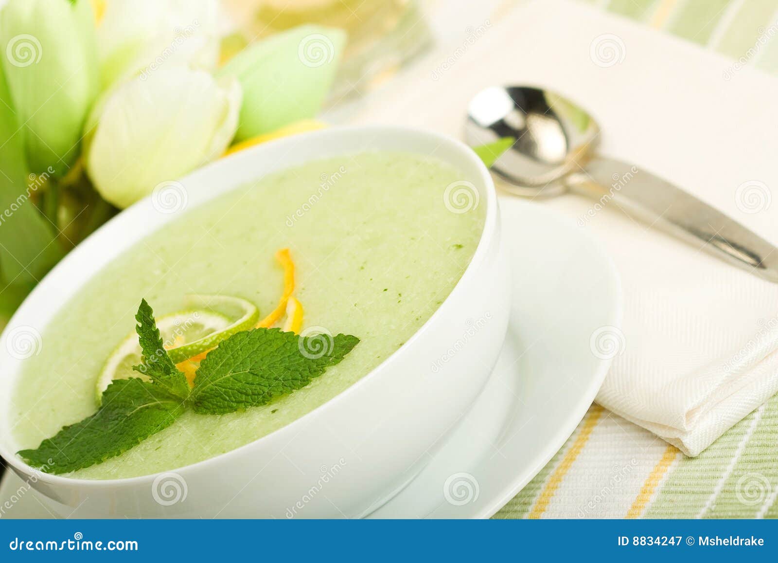 Cool Melon Soup stock image. Image of dessert, fruit, tulips - 8834247