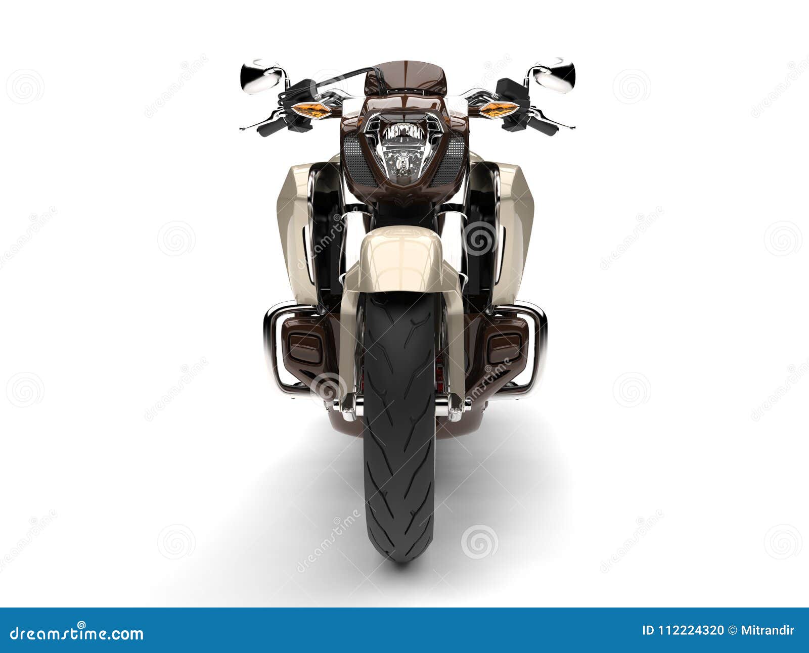 Cool Metallic Chocolate Modern Powerful Chopper Bike - Front View Stock ...
