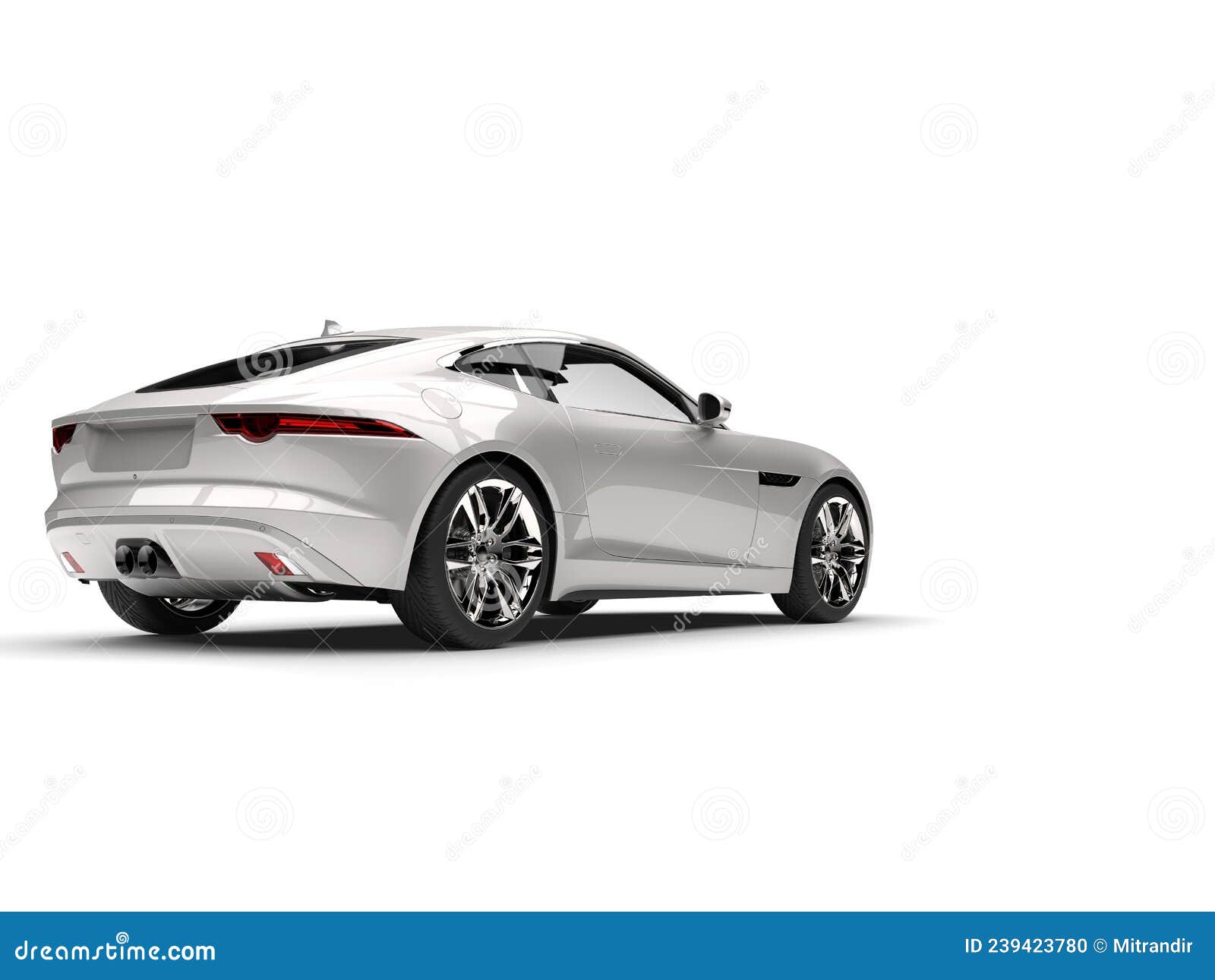 Cool Metallic Silver Luxury Car - Tail Side View Stock Illustration ...