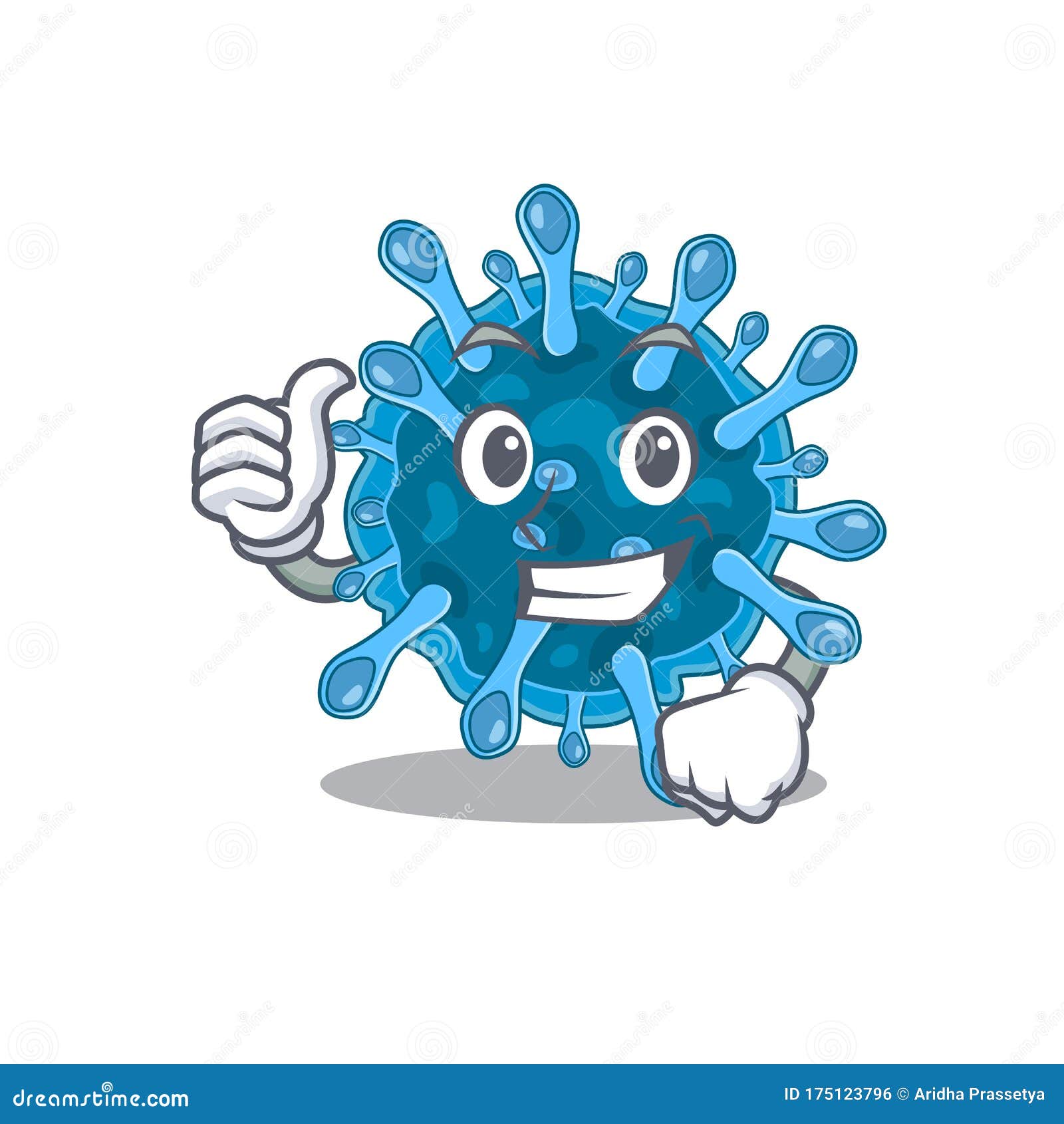 Cool Microscopic Corona Virus Cartoon Design Style Making Thumbs Up ...