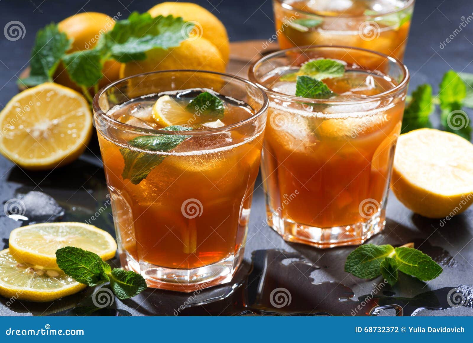 Cool Mint Iced Tea, Closeup Stock Photo - Image of cold, fresh: 68732372