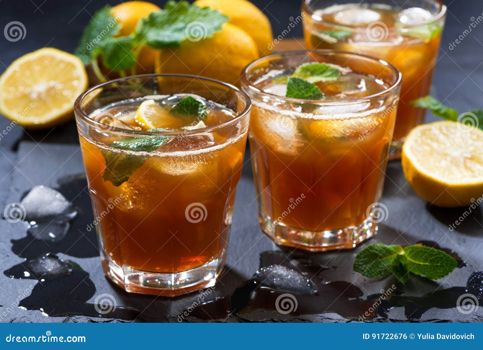 Cool Mint Iced Tea, Horizontal Stock Photo - Image of fruit, drop: 91722676