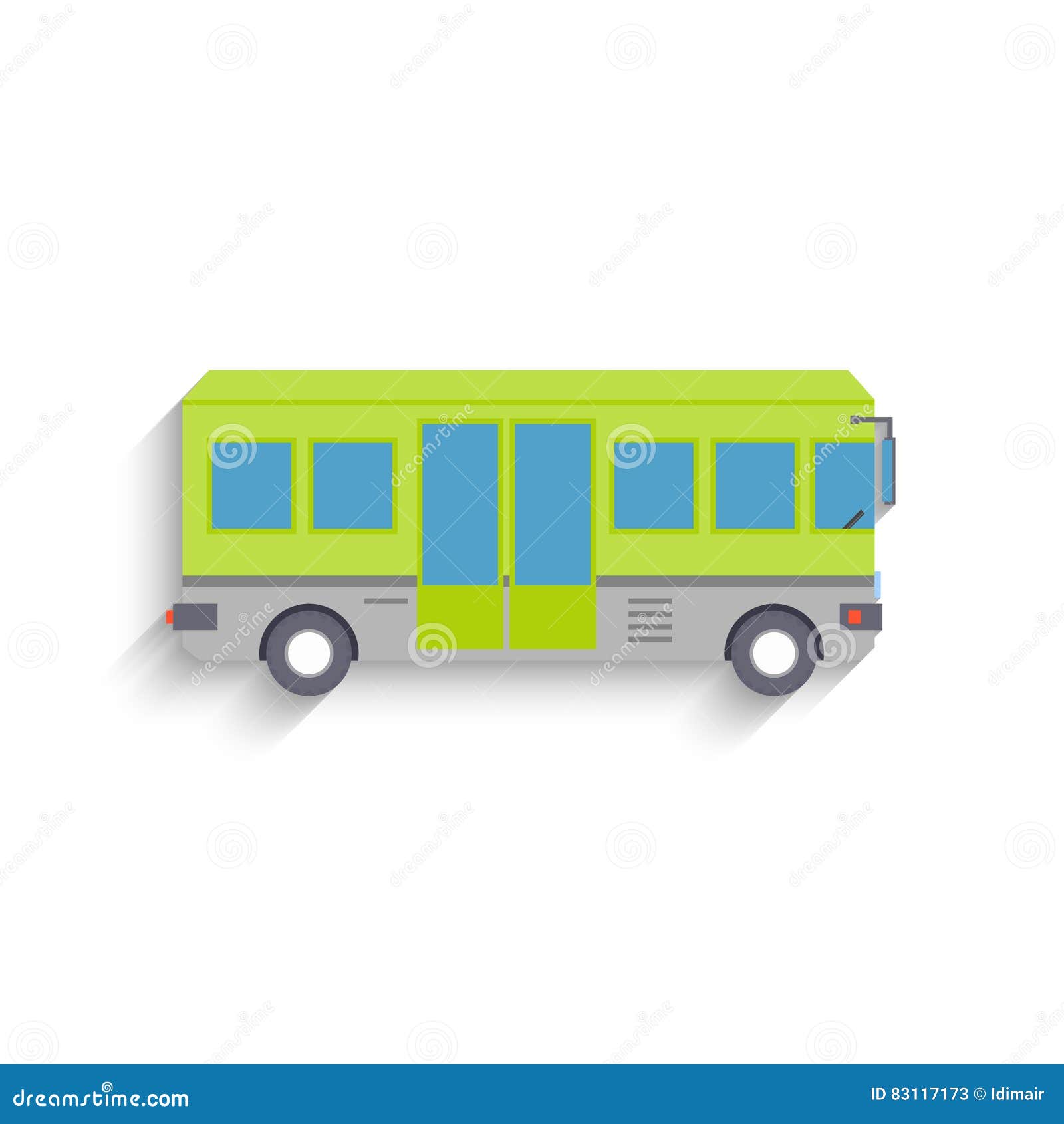 Cool Modern Flat Design Public Transport Items Bus, Side View, Isolated ...