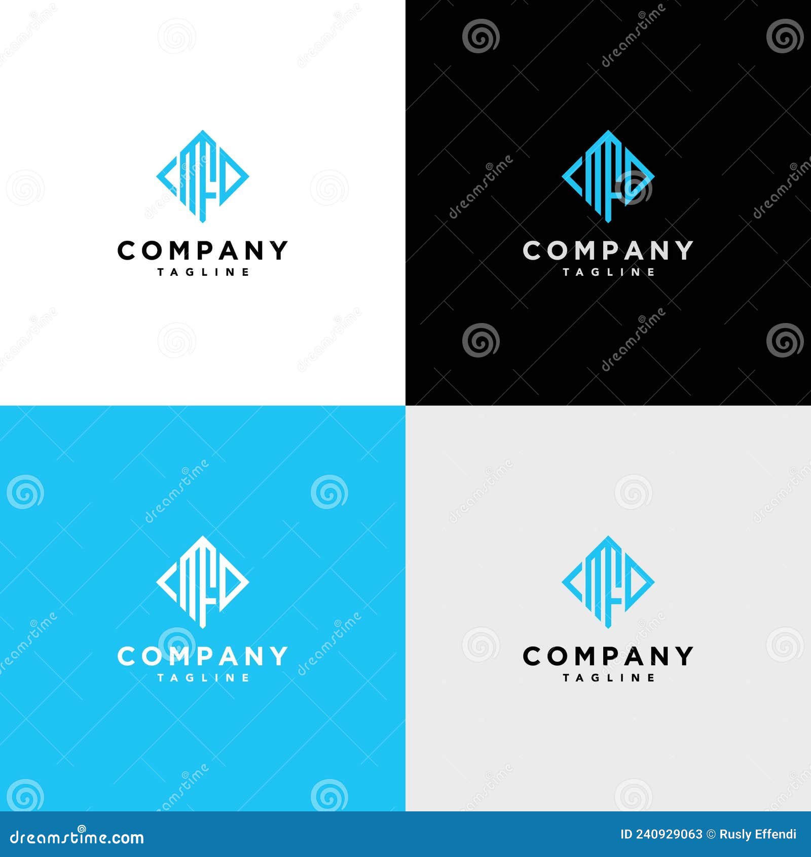 Cool and Modern Logo Initials CMFD Design Stock Vector - Illustration ...