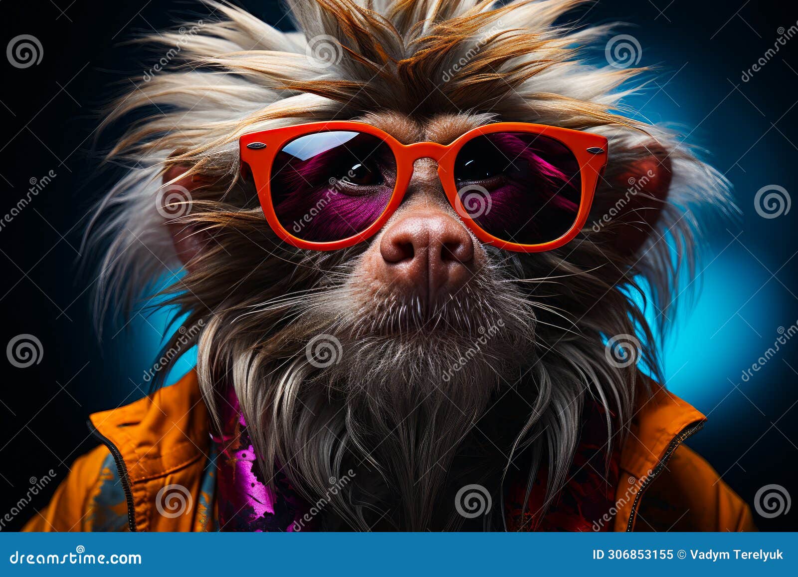 Cool Monkey Rocking Shades and a Stylish Jacket Stock Image - Image of ...