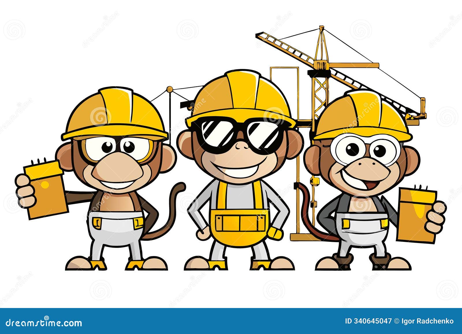 Cool Monkeys Construction Workers in a Protective Helmet Stock ...