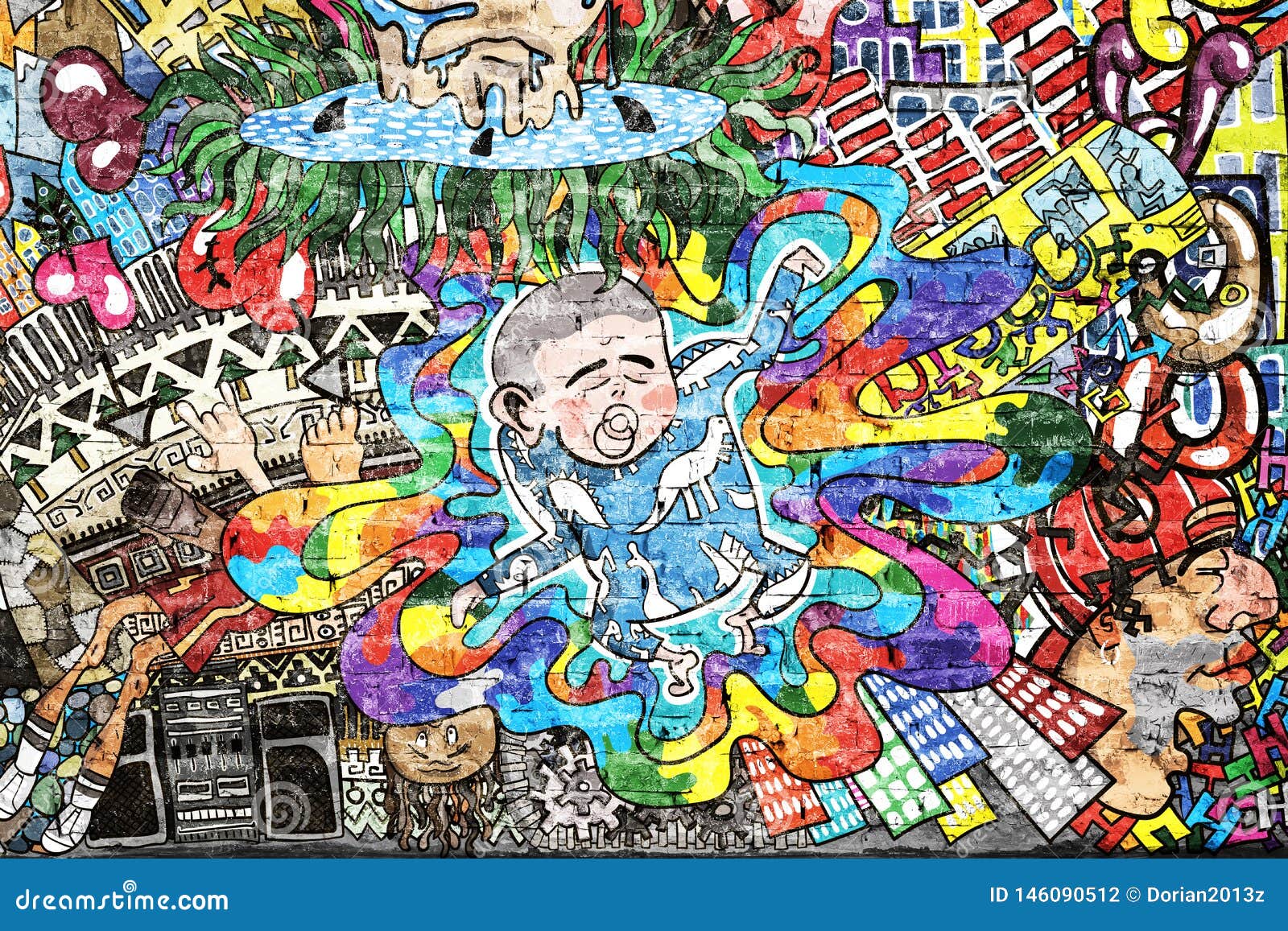 Cool music graffiti stock illustration. Illustration of dance - 146090512