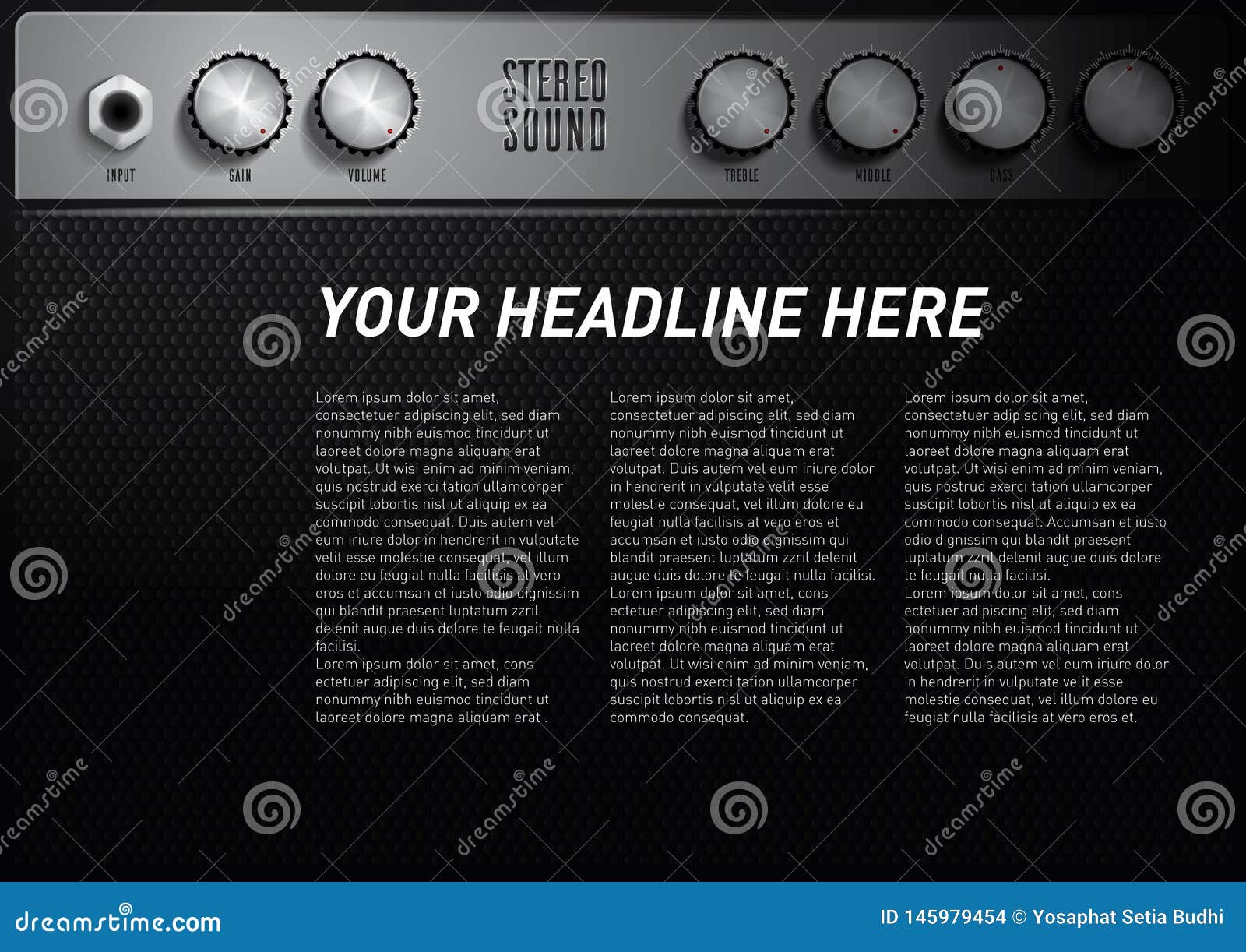 Cool Music Theme Poster Template with Amplifier Volume Button Stock ...