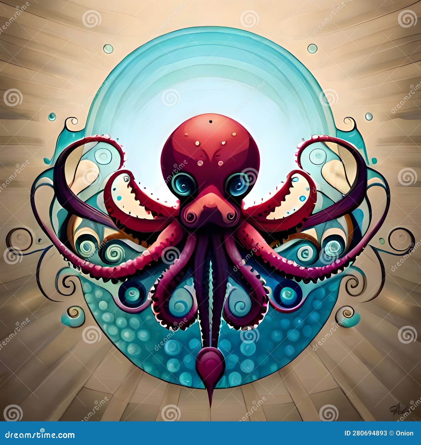 Cool Octopus Illustration - Ai Generated Image Stock Illustration ...