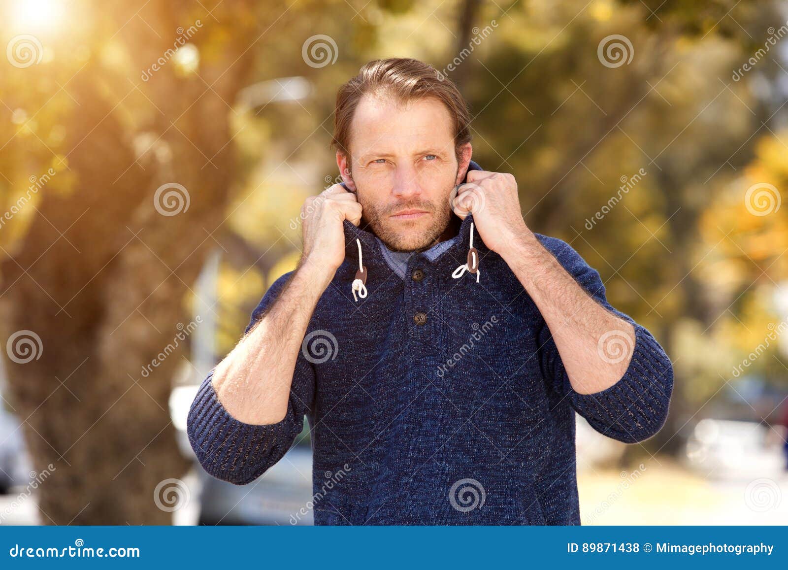 Cool Older Man Standing Outside in Fall Season Stock Photo - Image of ...