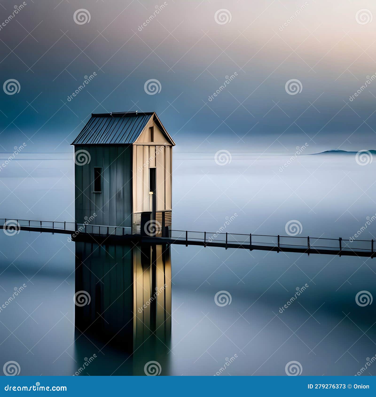 Outhouse Over the River - Ai Generated Image Stock Illustration ...