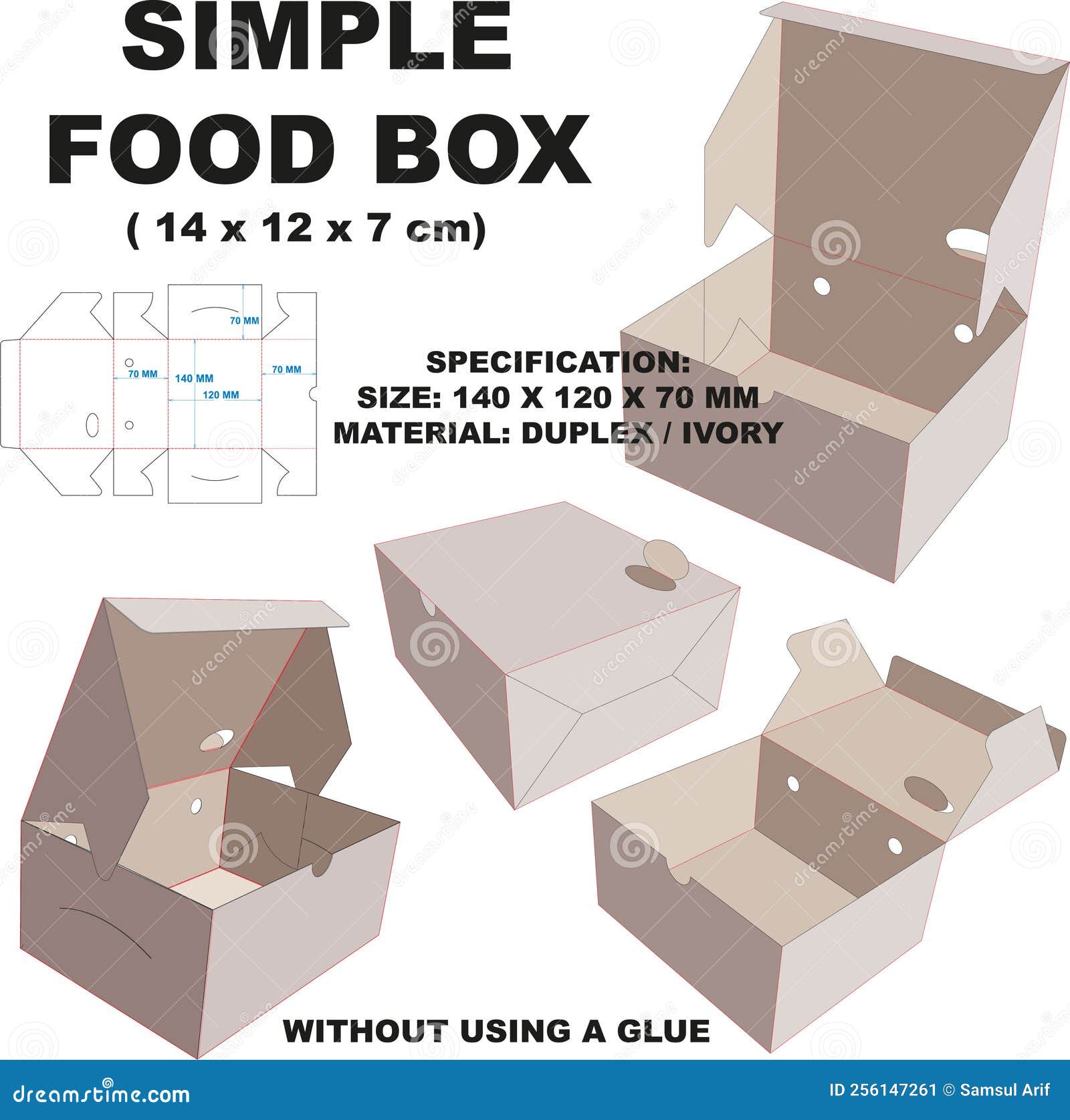 Simple Food Box Vector-no Glue Stock Vector - Illustration of charity ...