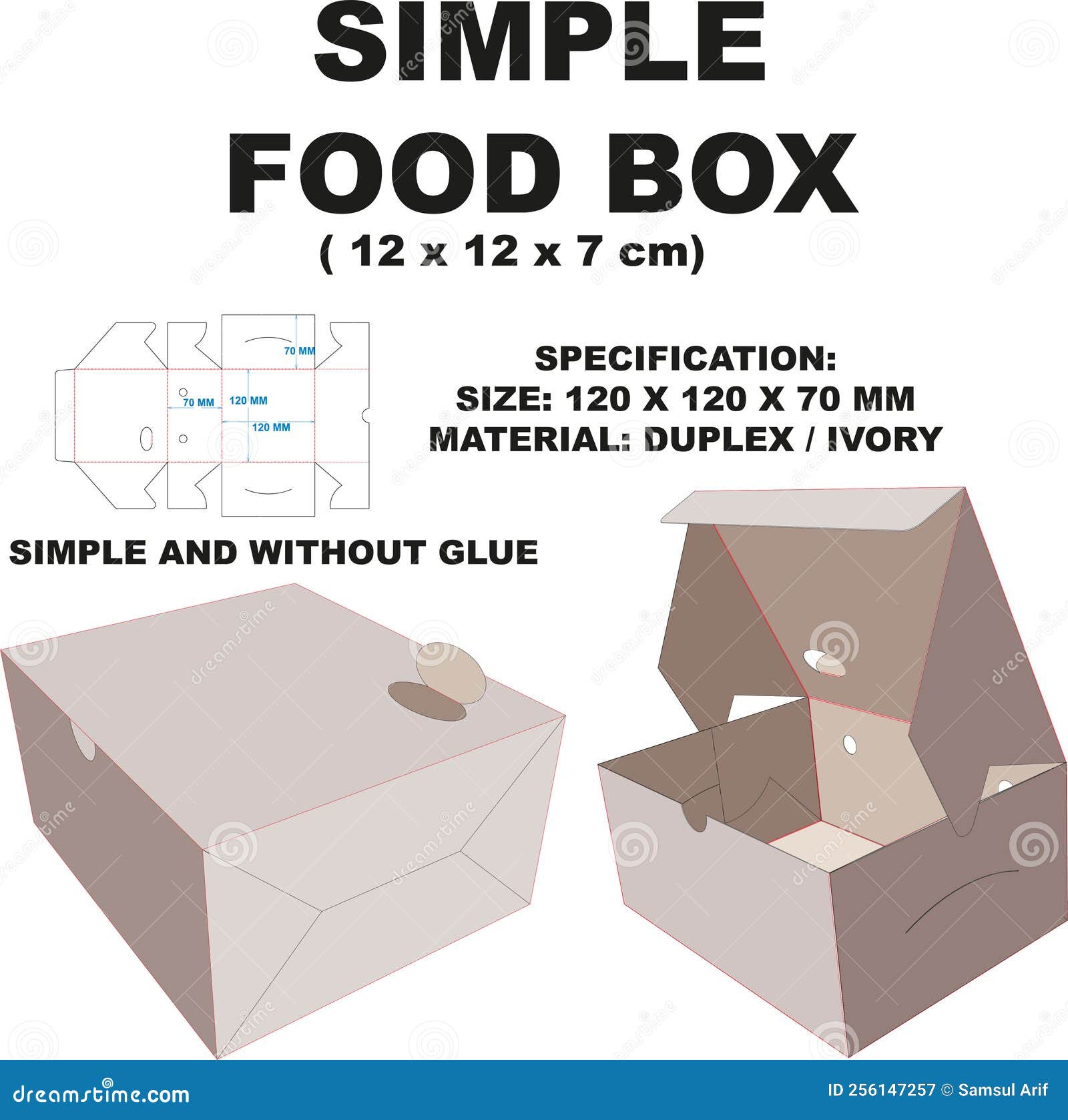 Simple Food Box Vector Diecutting Stock Vector - Illustration of circle ...