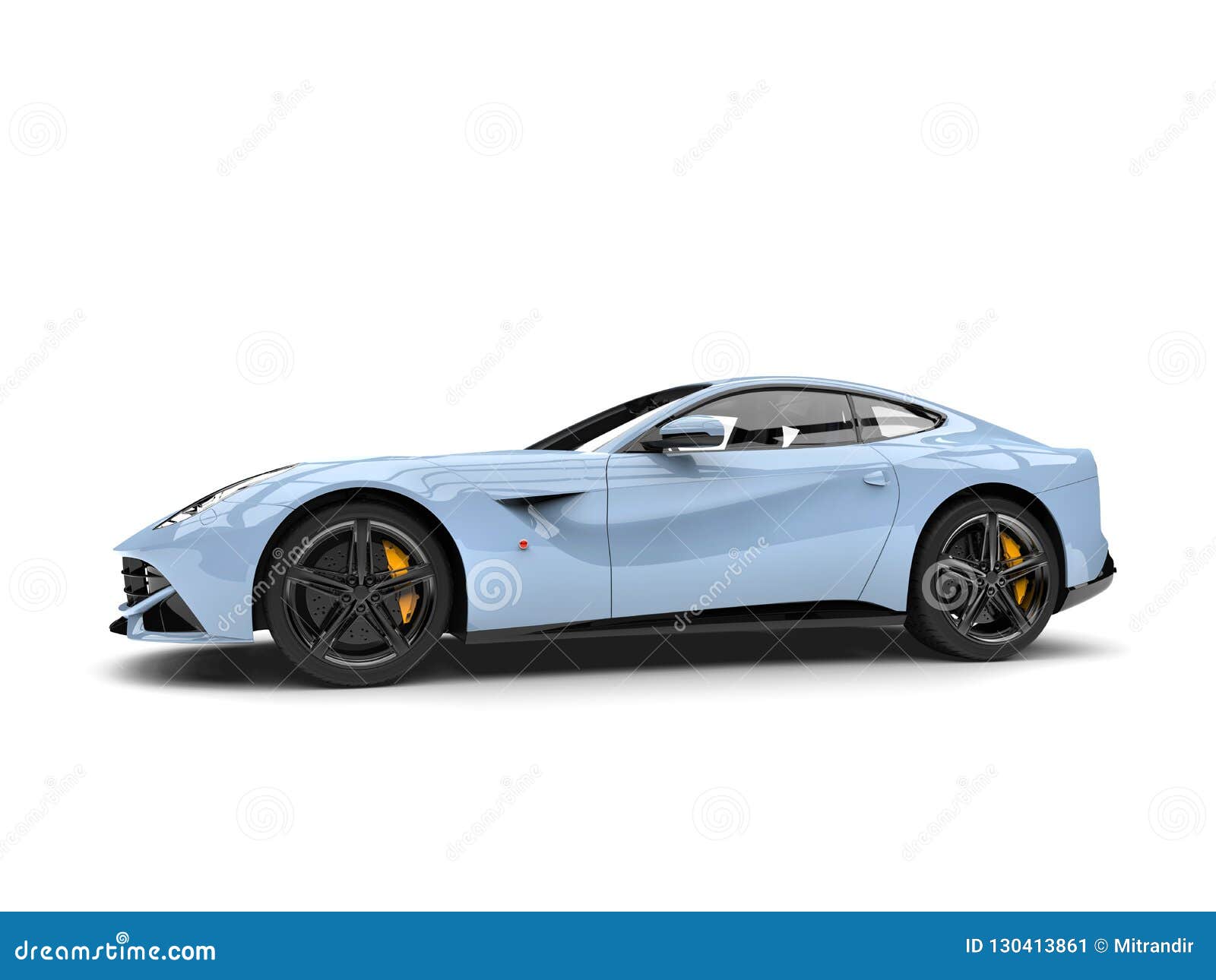 Cool Pale Blue Modern Concept Car - Side View Stock Illustration ...