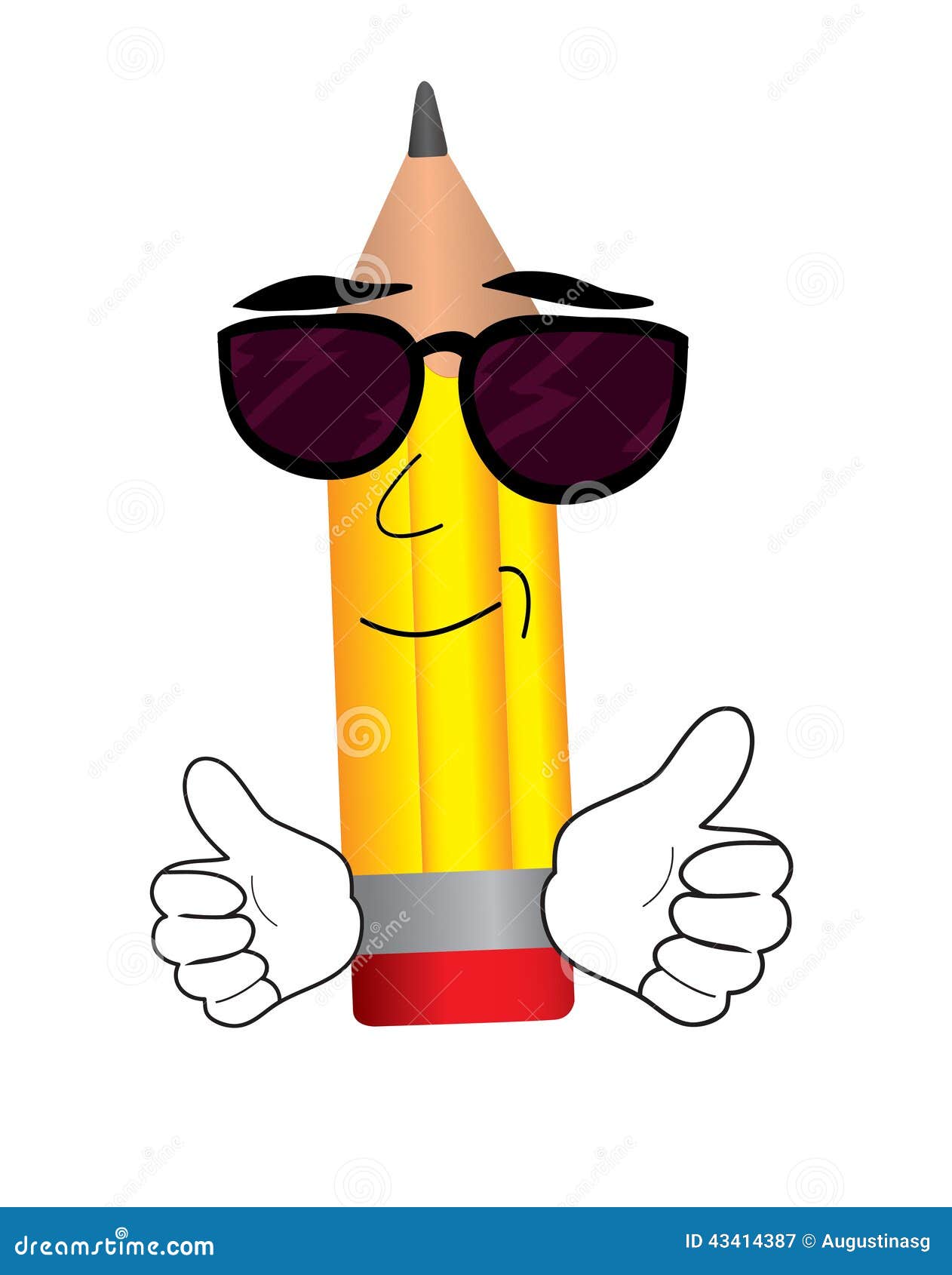 Cool pencil cartoon stock illustration. Illustration of eraser - 43414387