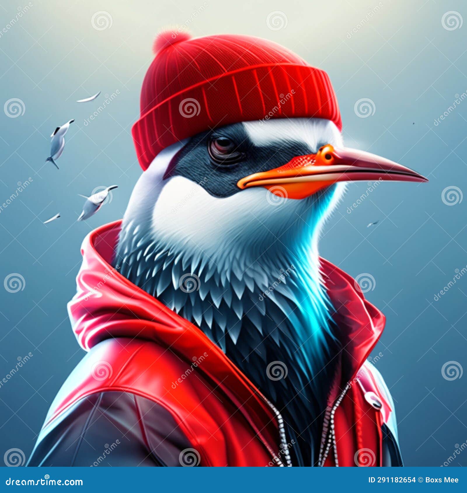 Cool Penguin in a Red Cap. 3d Rendering, 3d Illustration Stock ...