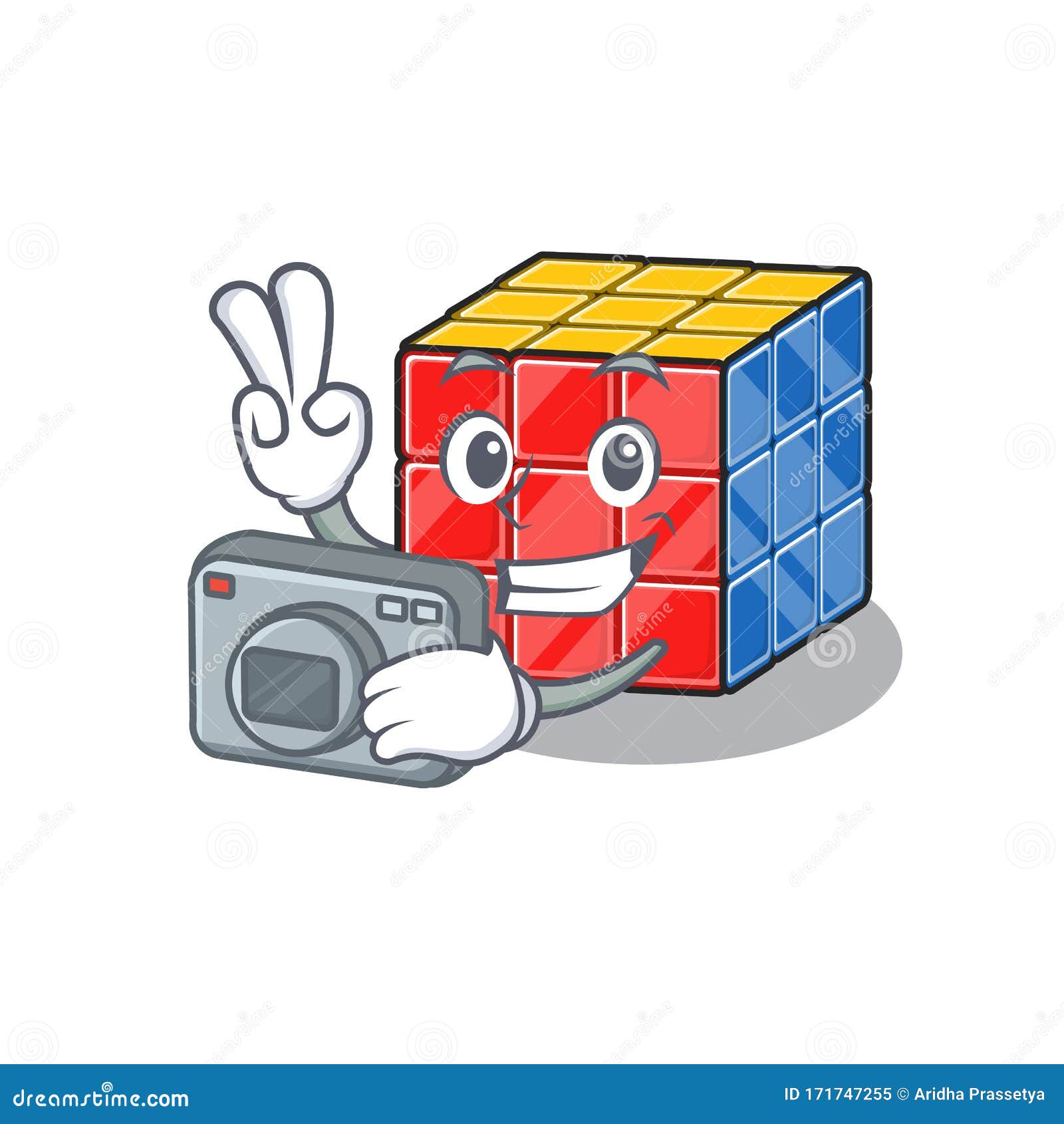 Cool Photographer Rubic Cube Character with a Camera Editorial Image ...