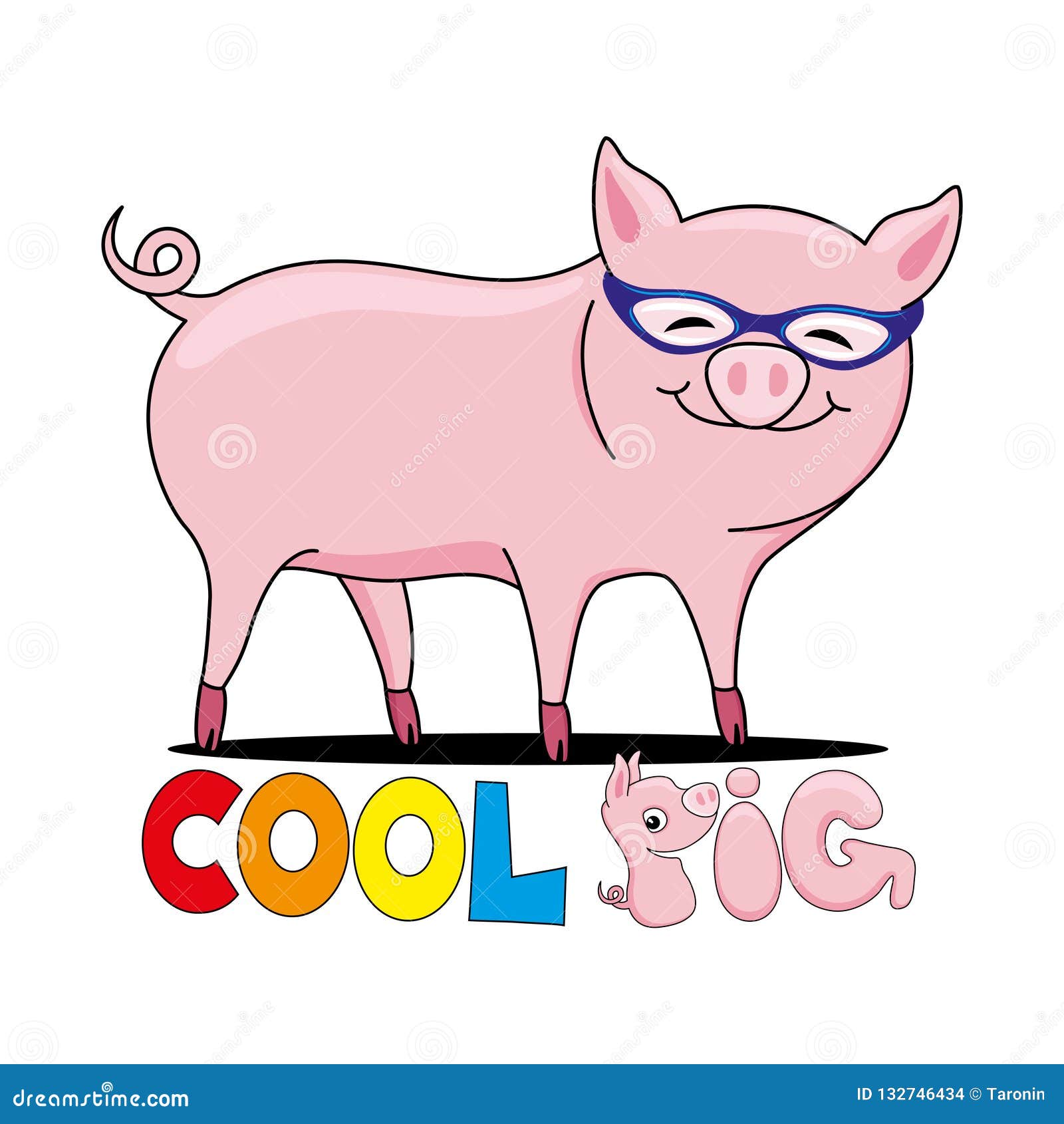 Cool pig in sunglasses. stock vector. Illustration of vector - 132746434