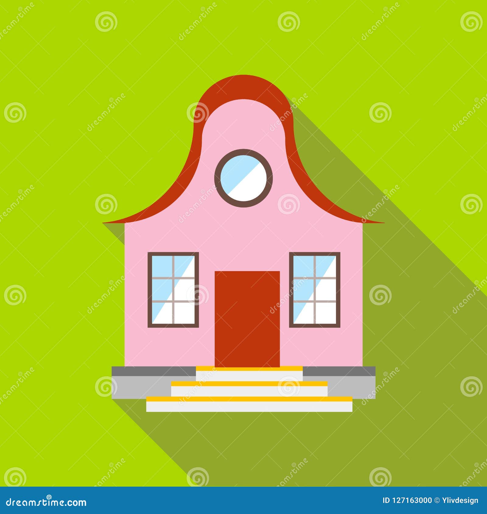 Cool Pink House Icon, Flat Style Stock Illustration - Illustration of ...