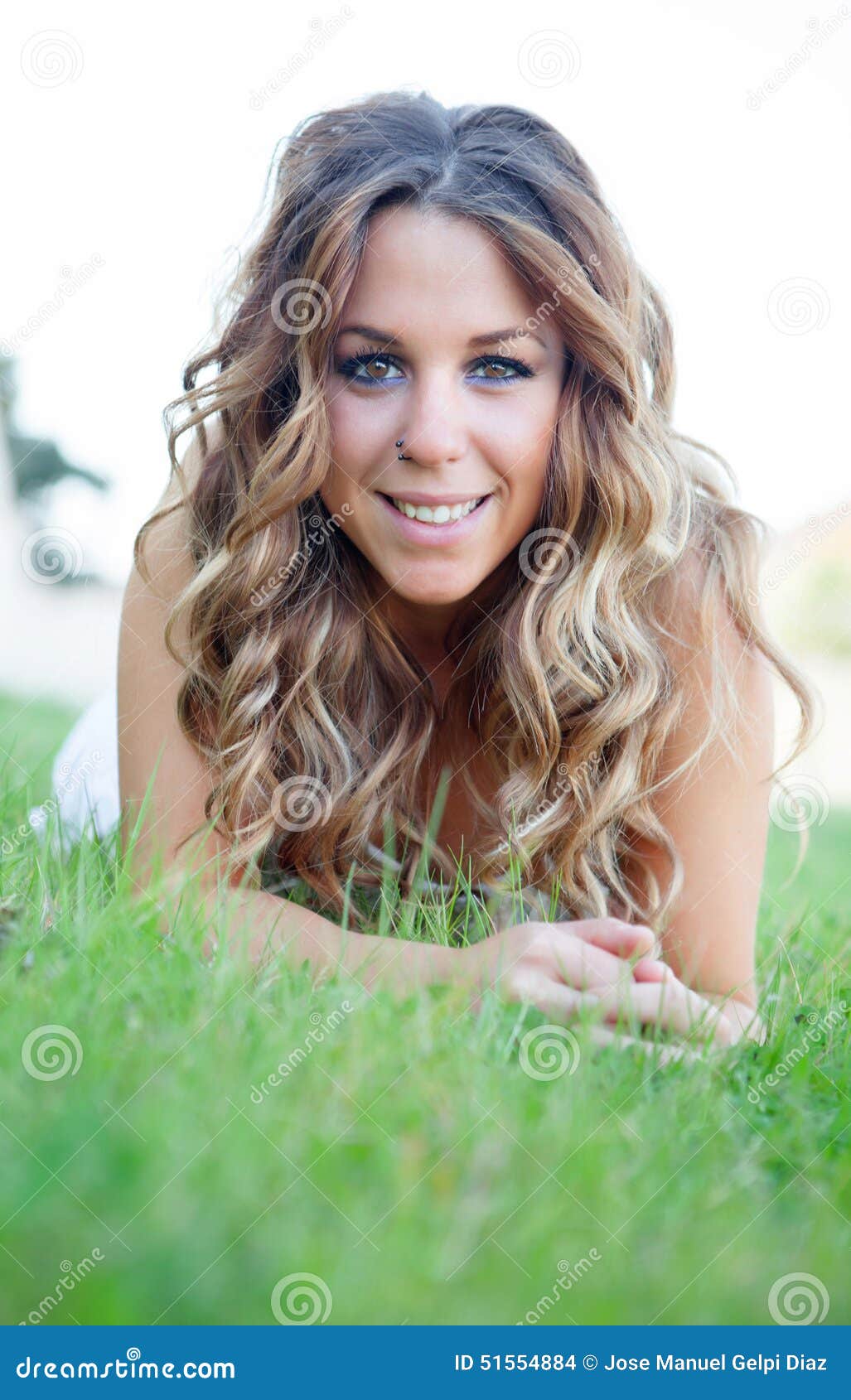 Cool Pretty Girl Lying on the Grass Stock Photo - Image of beautiful ...