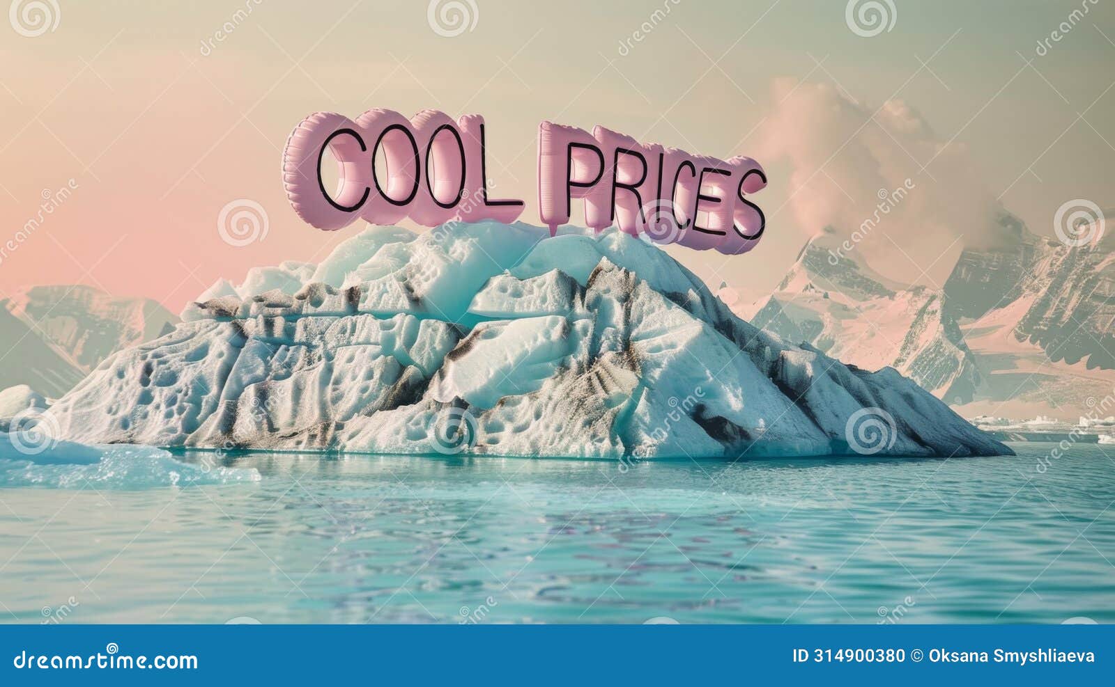 Cool Prices Concept on Iceberg in Serene Glacier Landscape Stock Photo ...
