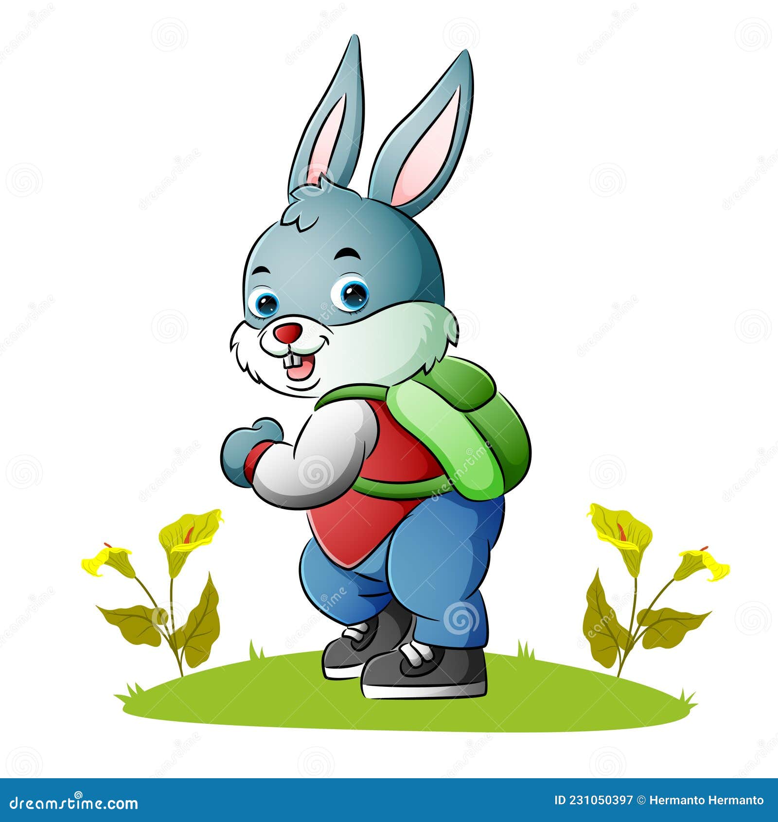 The Cool Rabbit is Going To School Stock Vector - Illustration of ...