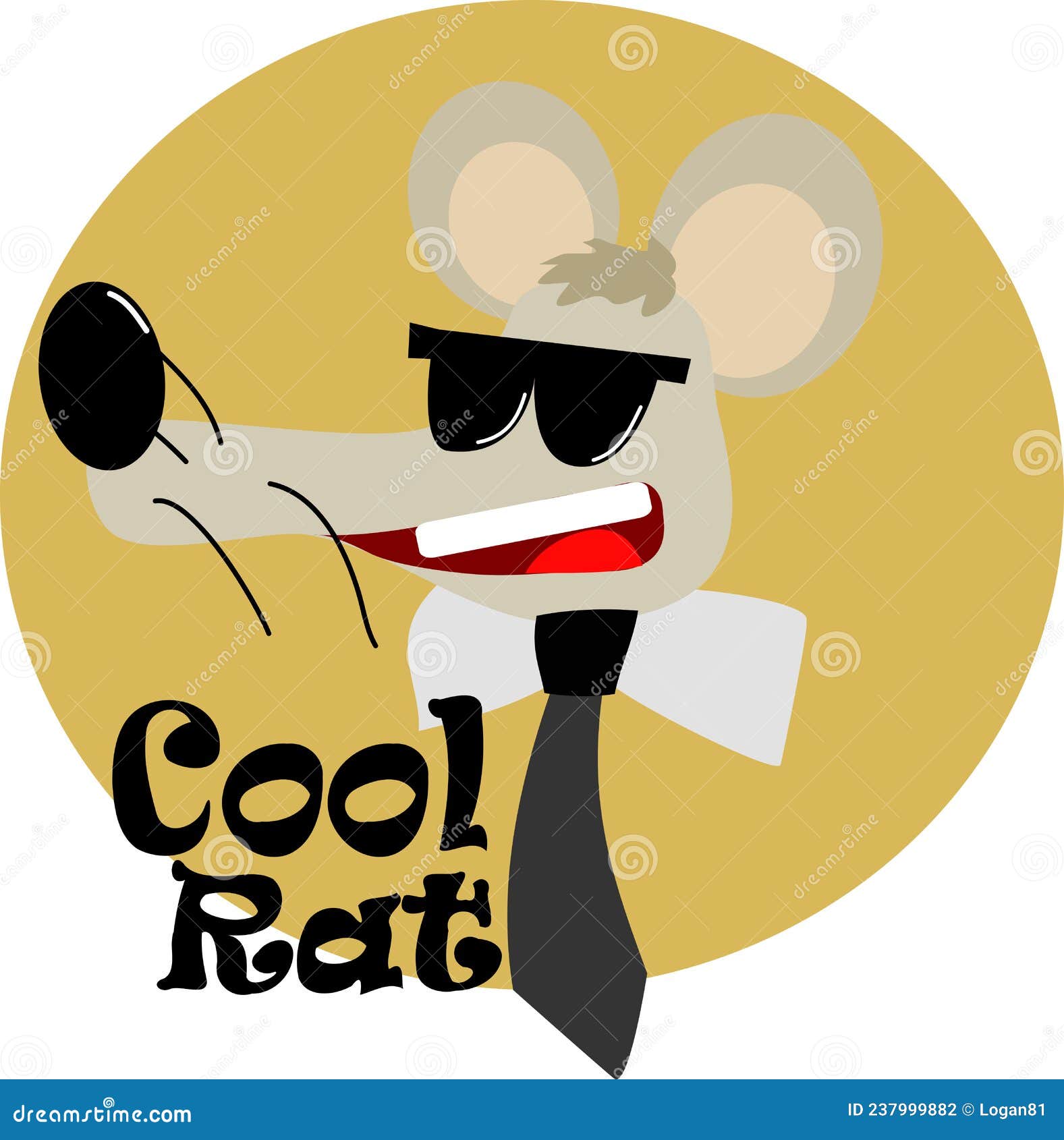 Cool rat image with tie stock vector. Illustration of ears - 237999882