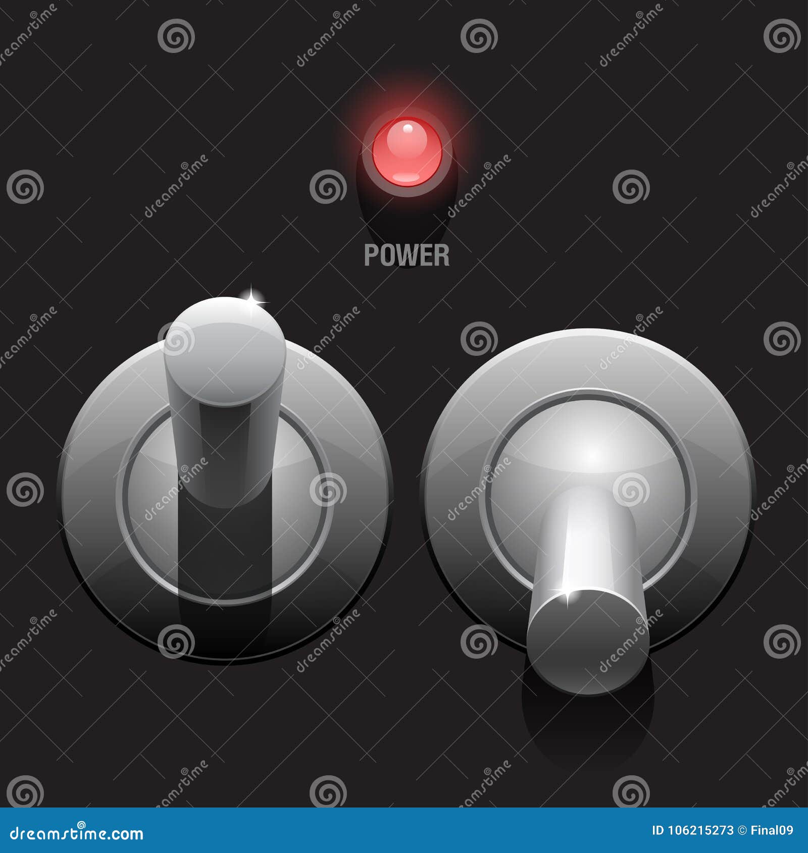 Set Of Realistic Toggle Switches In On And Off Positions Cartoon Vector ...
