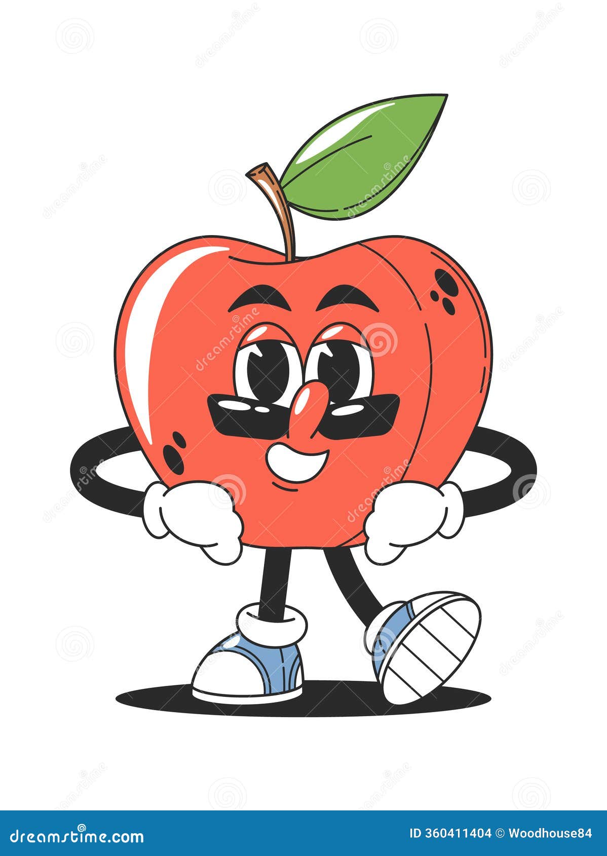 Cool Red Apple Fruit Character Stock Illustration - Illustration of ...