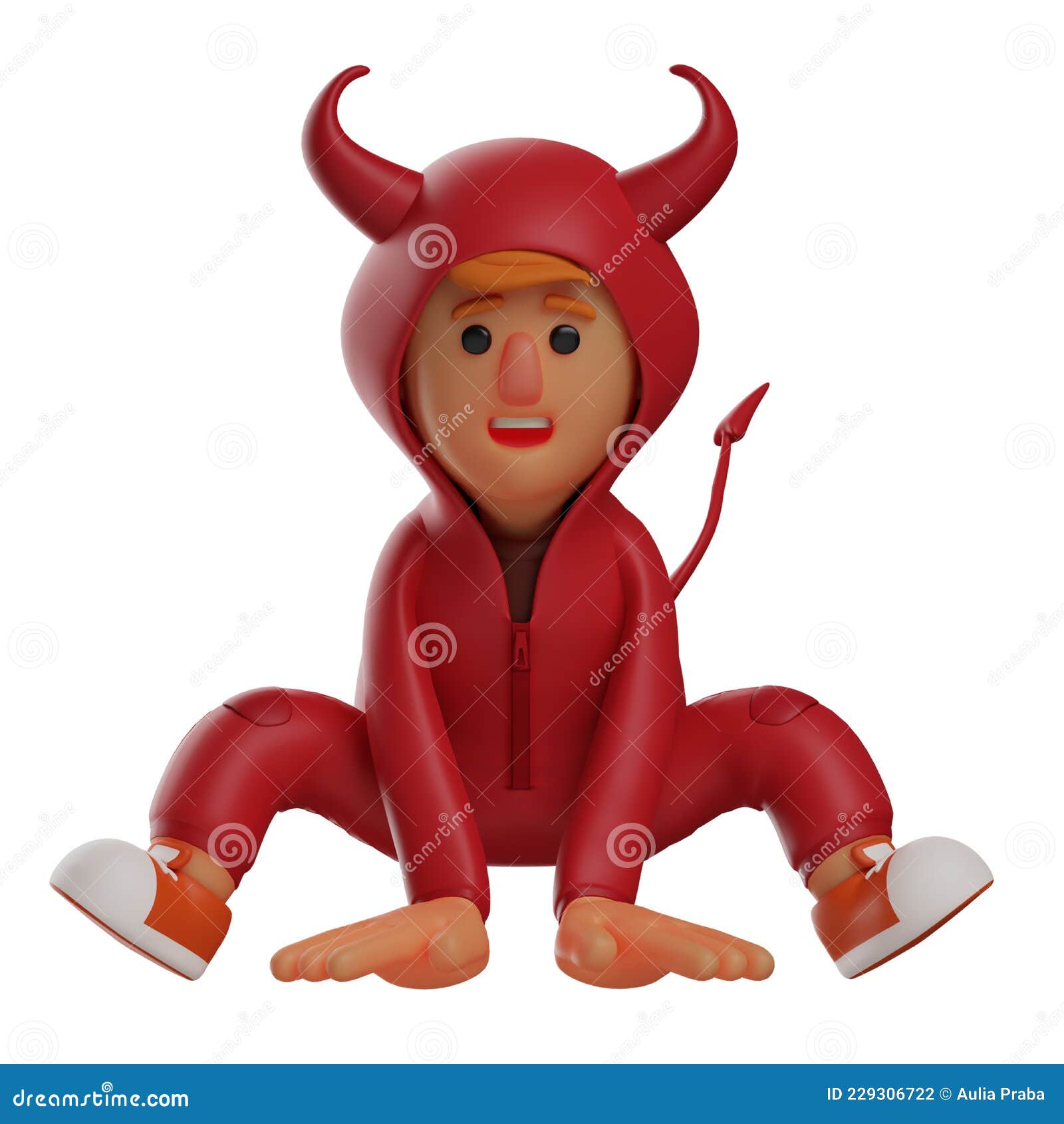 A Cool Red Devil 3D Cartoon Picture Showing a Cute Pose Stock ...