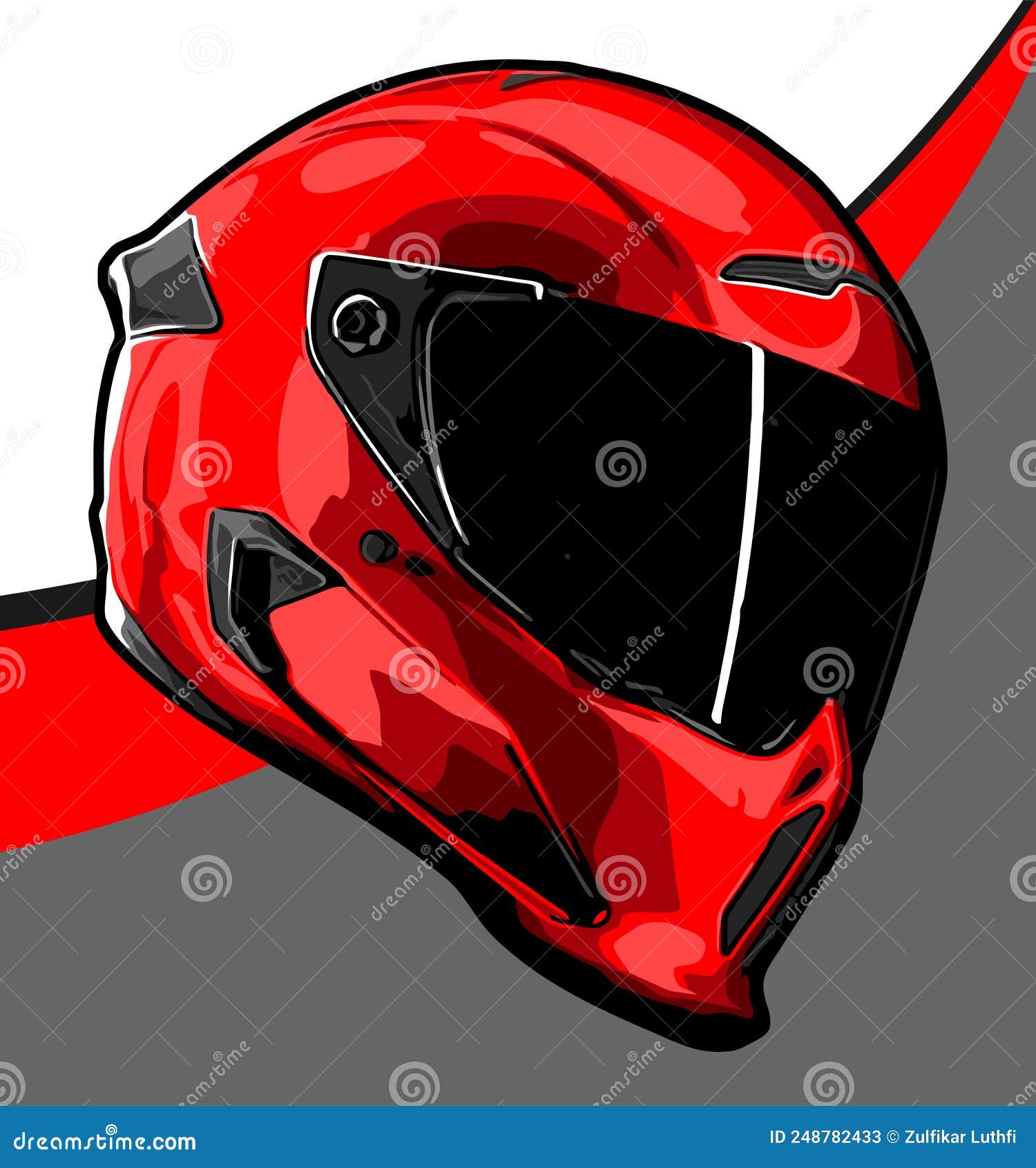 Cool red helmet side view stock vector. Illustration of sport - 248782433