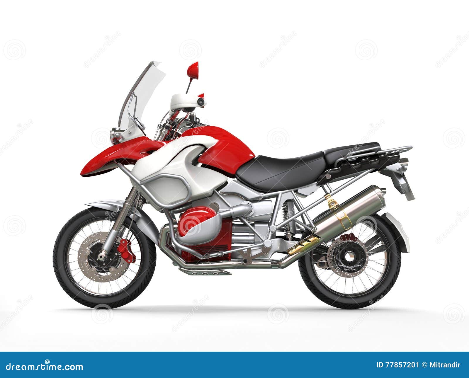 Cool Red and White Motorcycle - Side View Stock Illustration ...