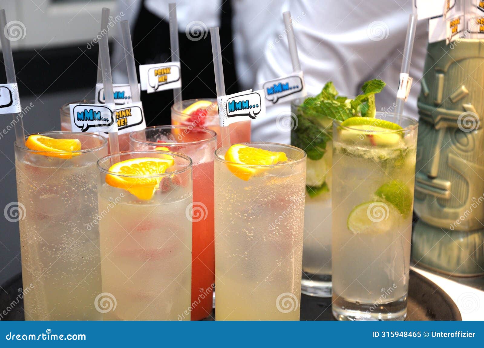 Cool Refreshing Looking Glasses of Beverages Soft Drinks on Display ...