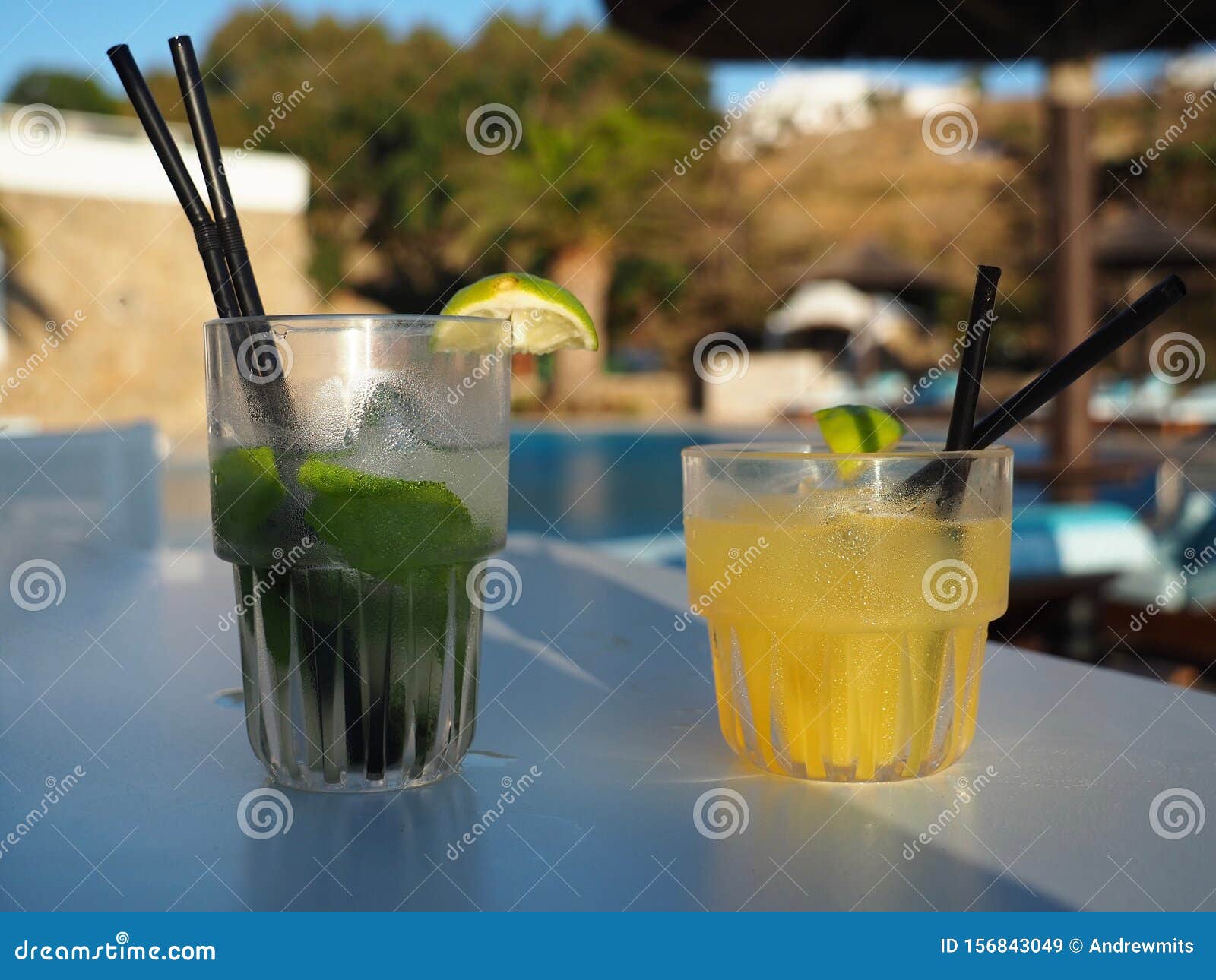 Cool and Refreshing Poolside Tropical Drinks Stock Image - Image of ...