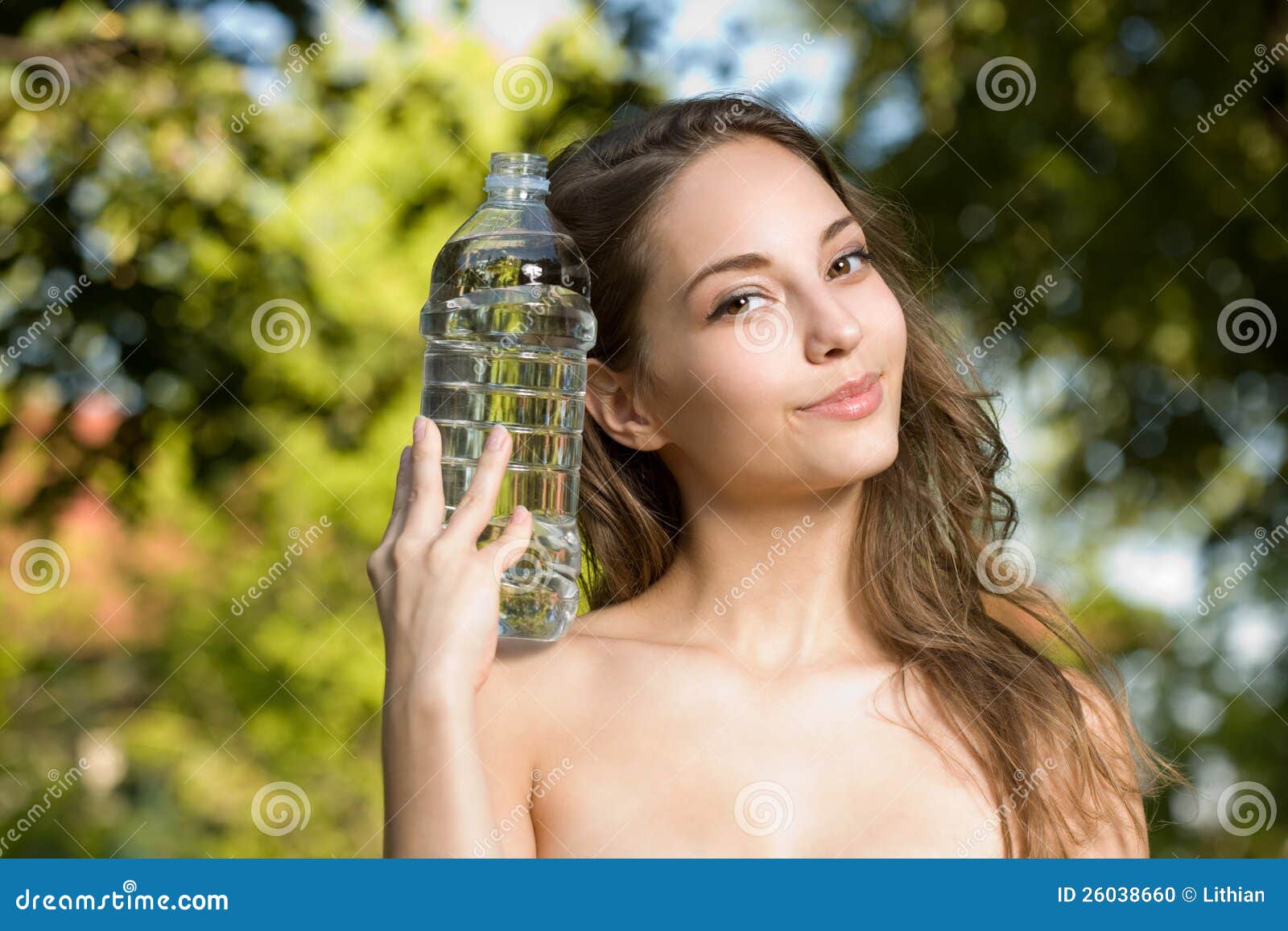 Cool refreshing water. stock photo. Image of brunette - 26038660
