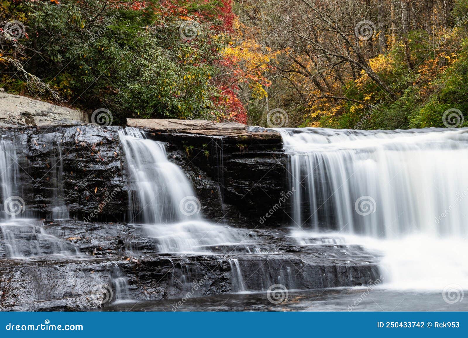 Refreshing Waterfall Hidden Deep in the Autumn Forest Stock Photo ...