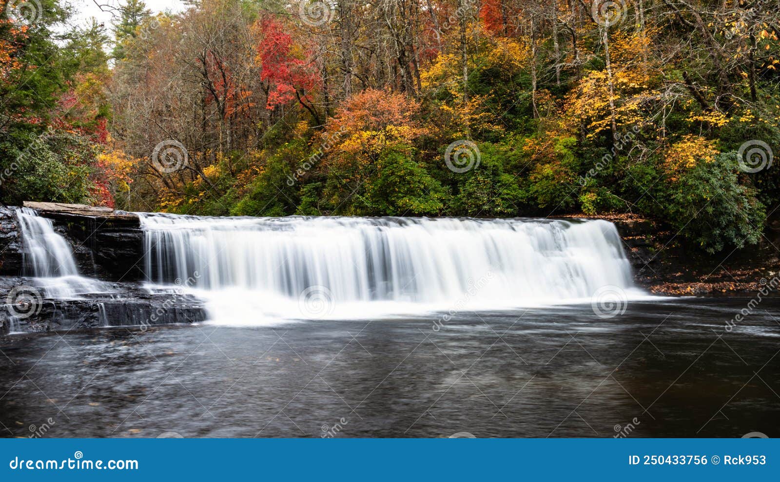 Refreshing Waterfall Hidden Deep in the Autumn Forest Stock Photo ...