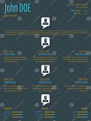 Cool Resume Cv Template with Speech Bubbles Stock Vector - Illustration ...