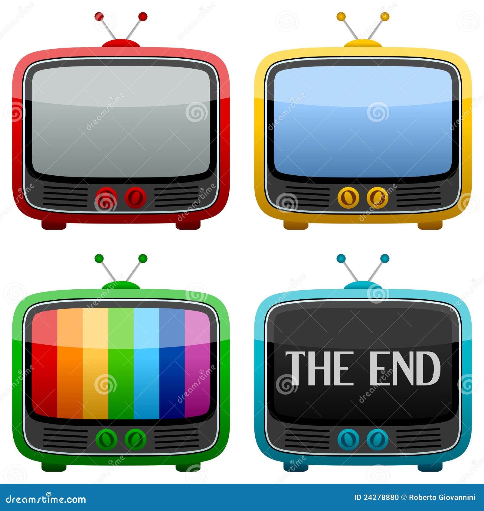 Cool Retro Television Set stock vector. Illustration of clip - 24278880