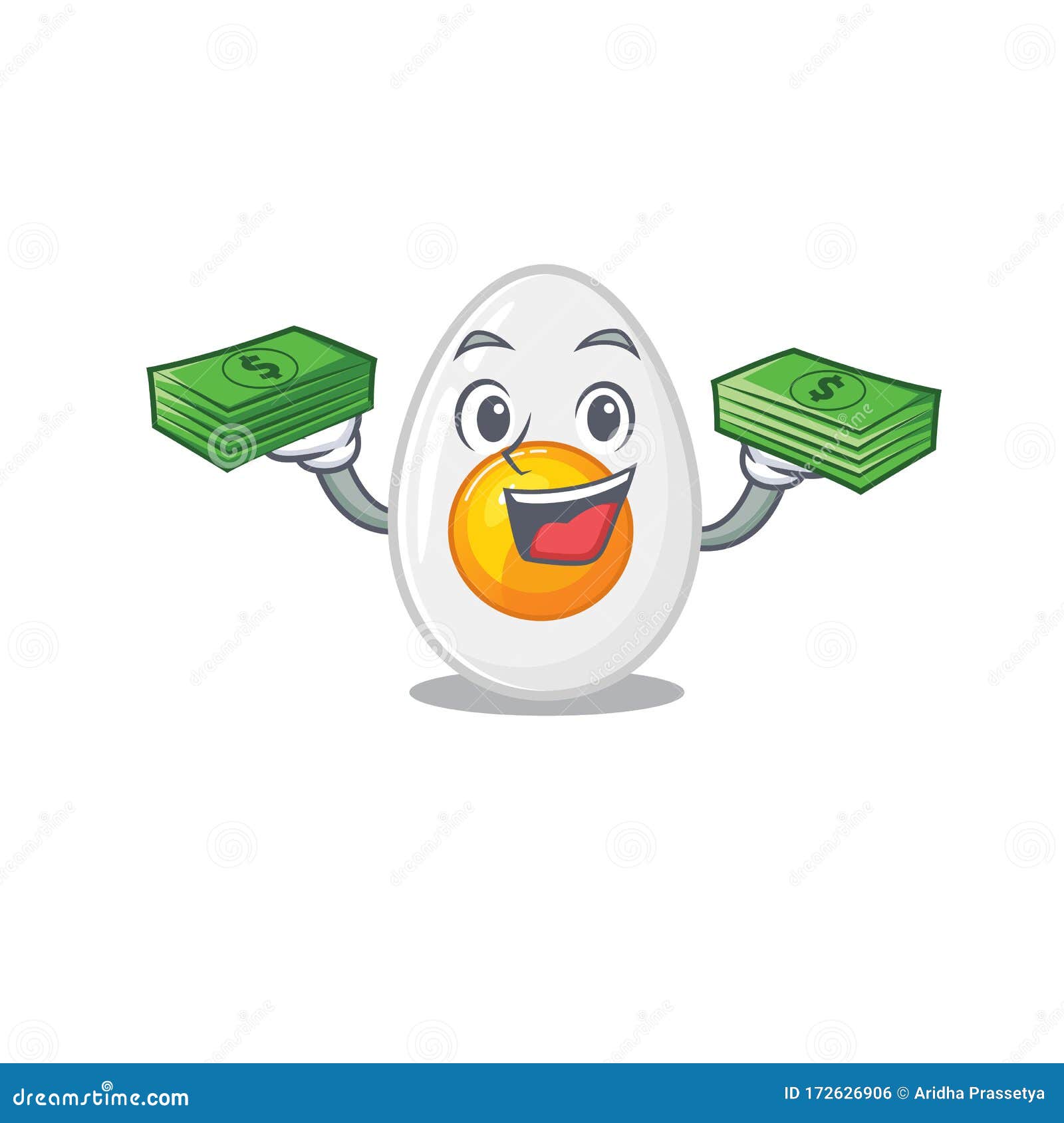 Cool Rich Boiled Egg Character Having Money on Hands Stock Vector ...