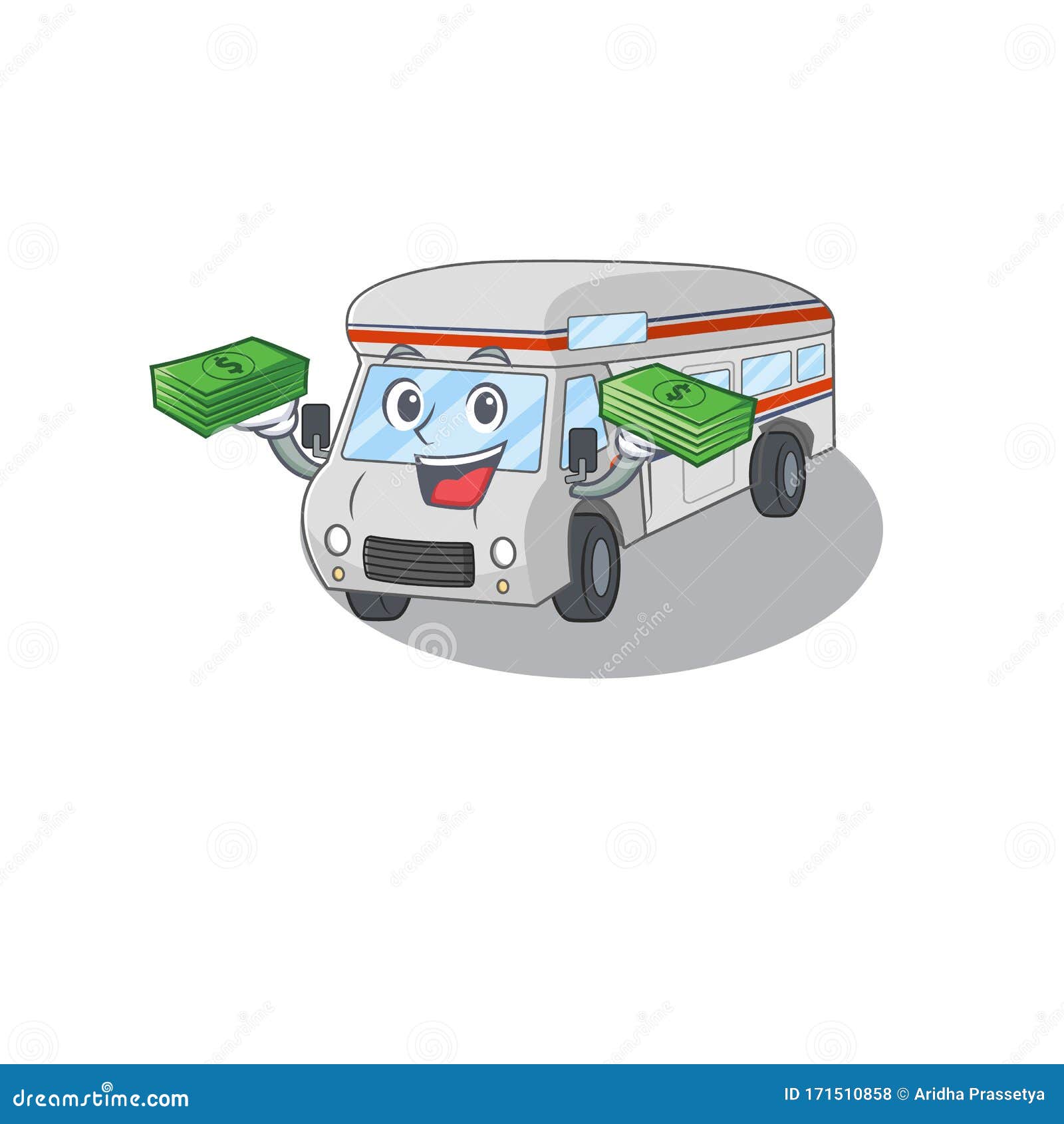 Cool Rich Campervan Character Having Money on Hands Stock Vector ...