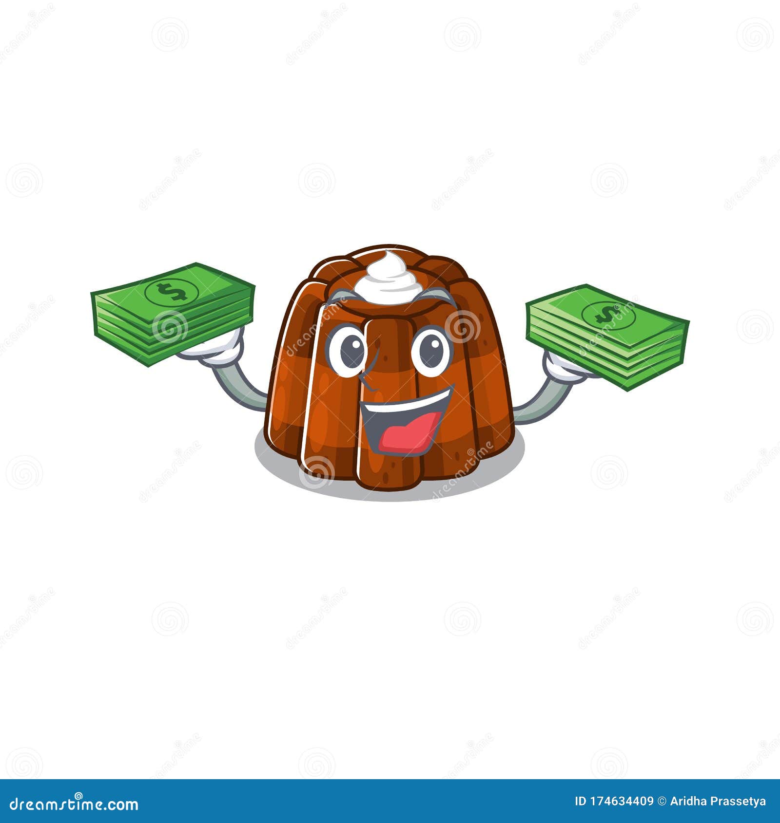 Cool Rich Chocolate Pudding Character Having Money on Hands Stock ...