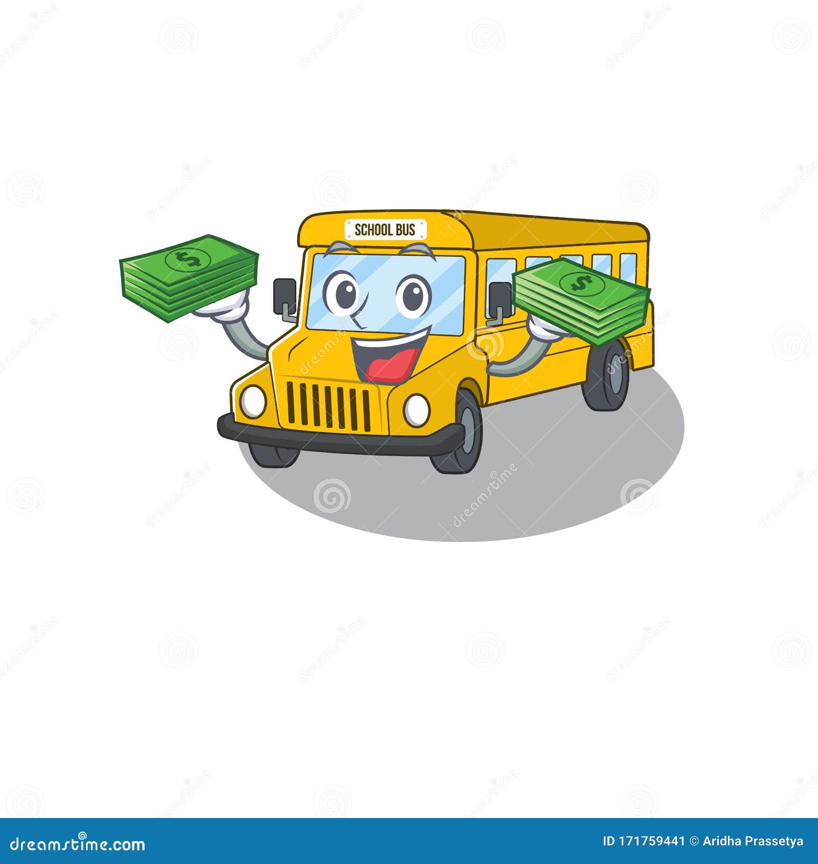 Cool Rich School Bus Character Having Money on Hands Stock Vector ...