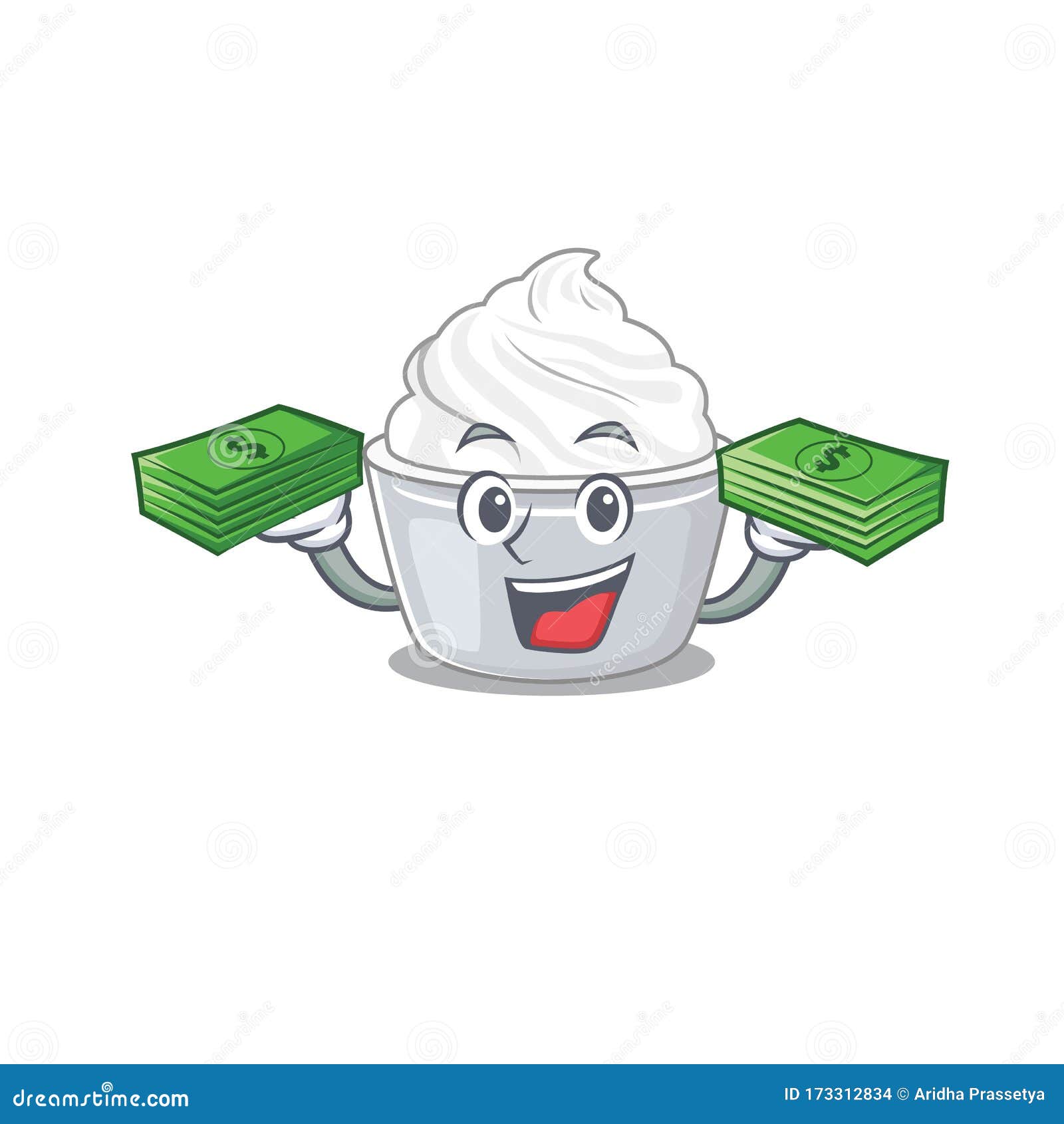 Cool Rich Sour Cream Character Having Money on Hands Stock Vector ...