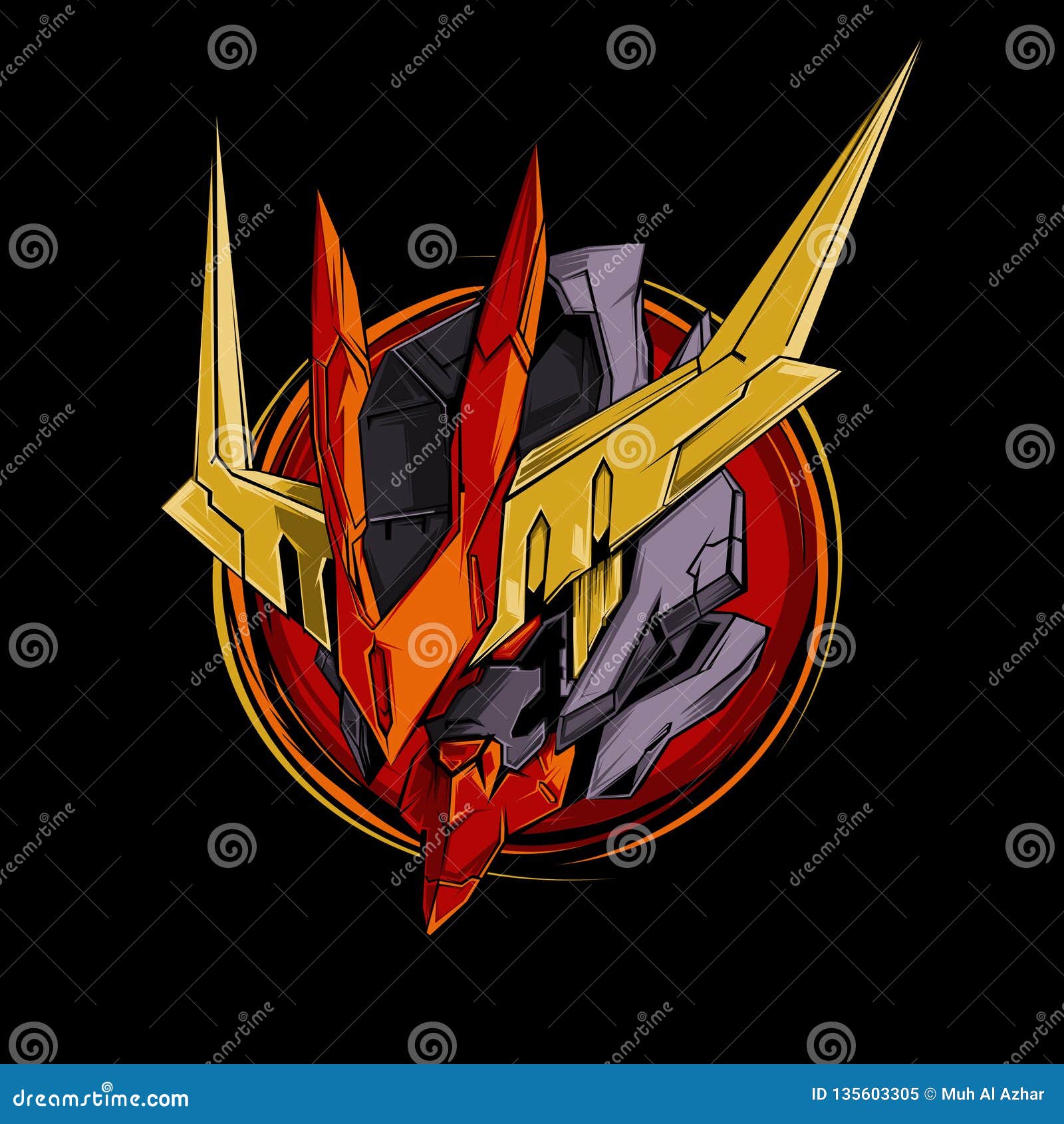 Cool Robot with Circle Background Stock Vector - Illustration of ...