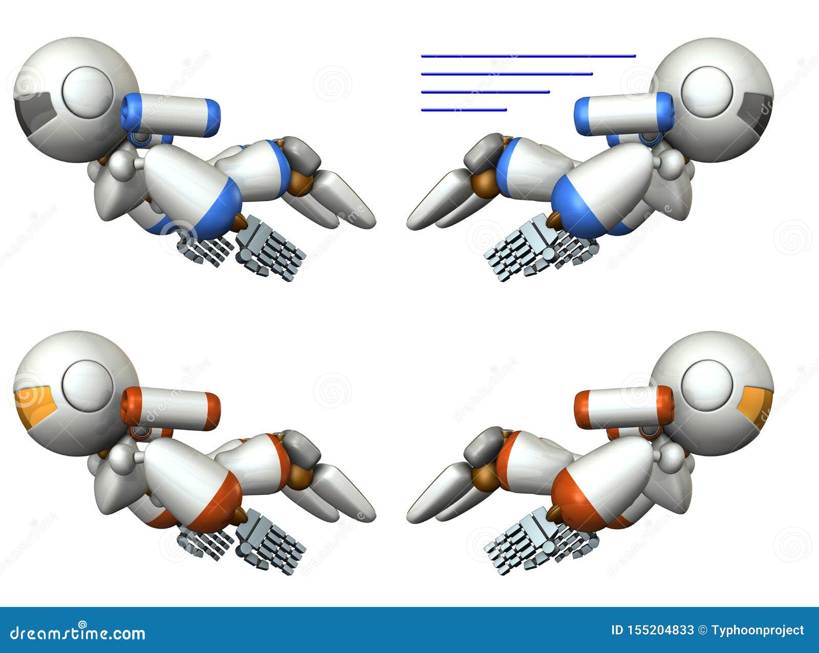 Cool Robot Flying in the Sky. Stock Illustration - Illustration of ...